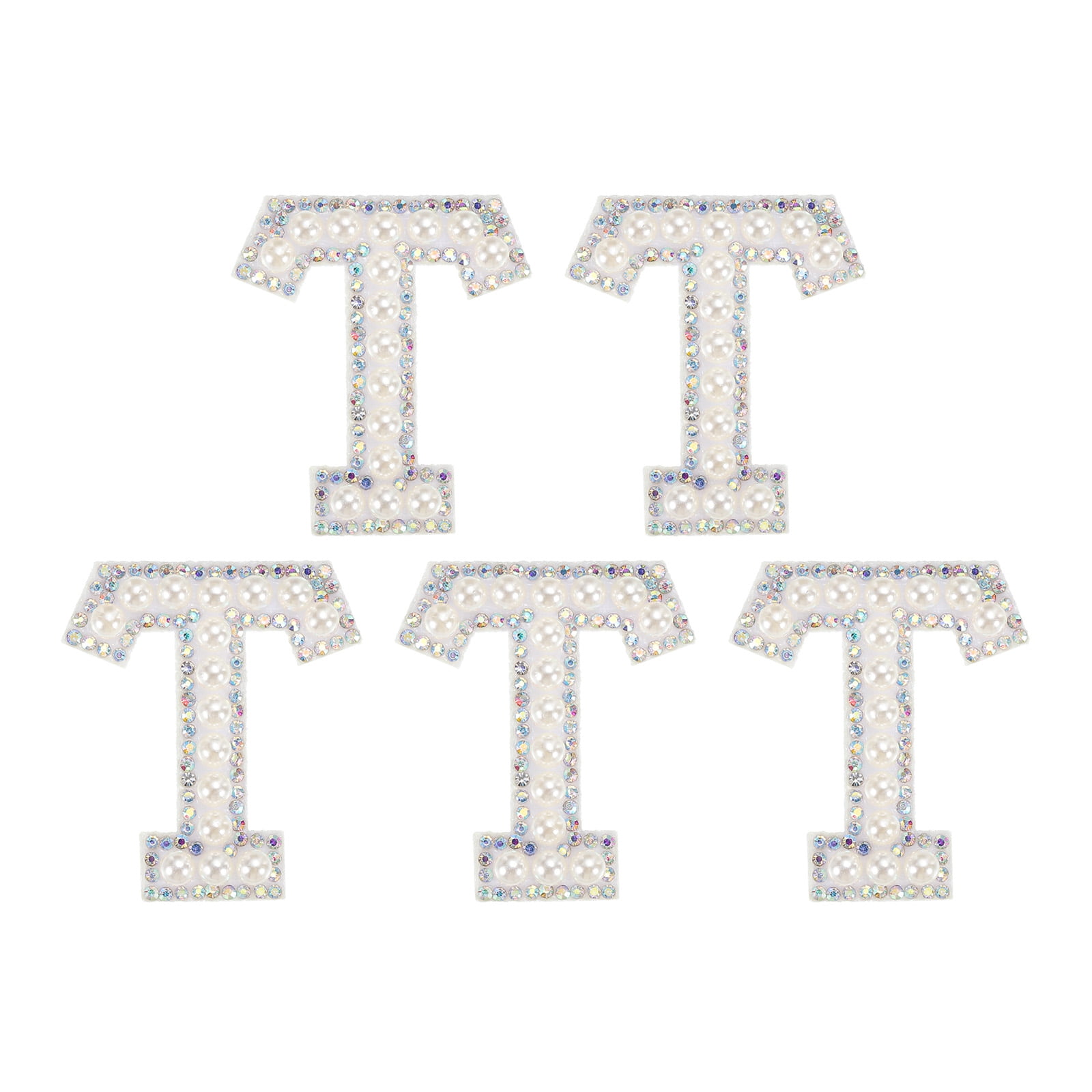 Uxcell Iron on Letter T Patch Colored Rhinestone Shiny Pearl English ...