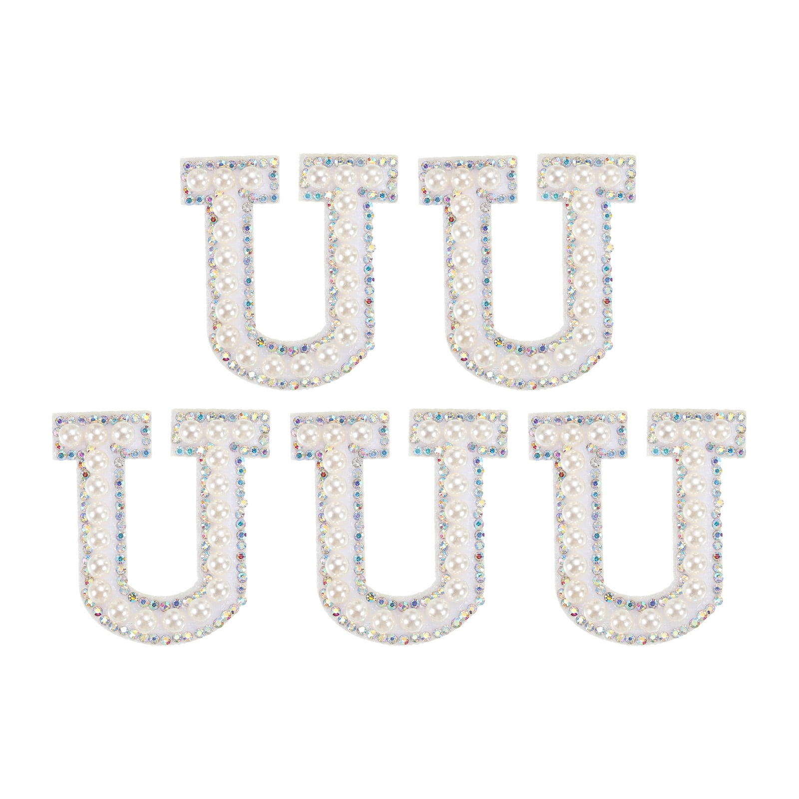 Uxcell Iron on Letter U Patch Colored Rhinestone Shiny Pearl English ...