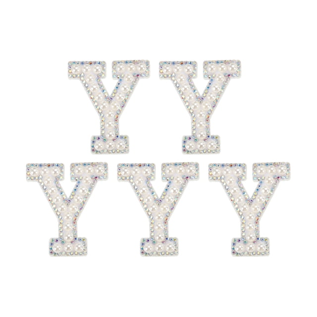 Uxcell Iron on Letter Y Patch Colored Rhinestone Shiny Pearl English ...