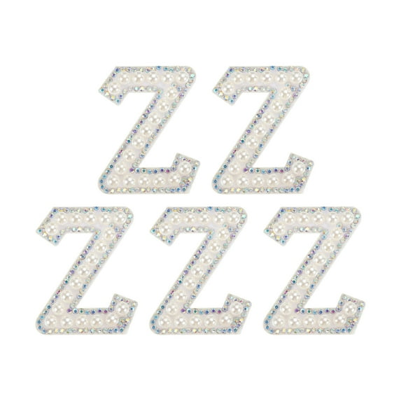 Uxcell Iron on Letter Z Patch Colored Rhinestone Shiny Pearl English ...