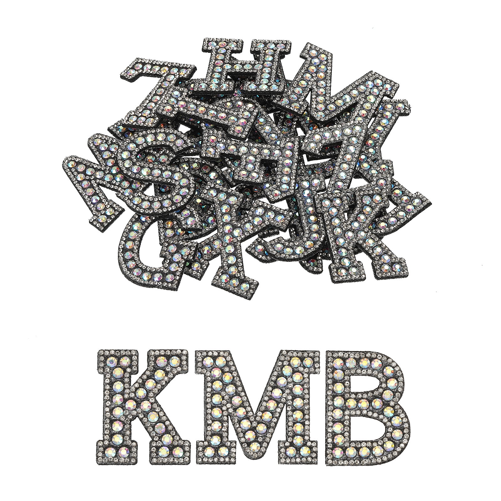 Uxcell Iron on Patch Decorative A-Z Black Glitter Alphabet Applique ...