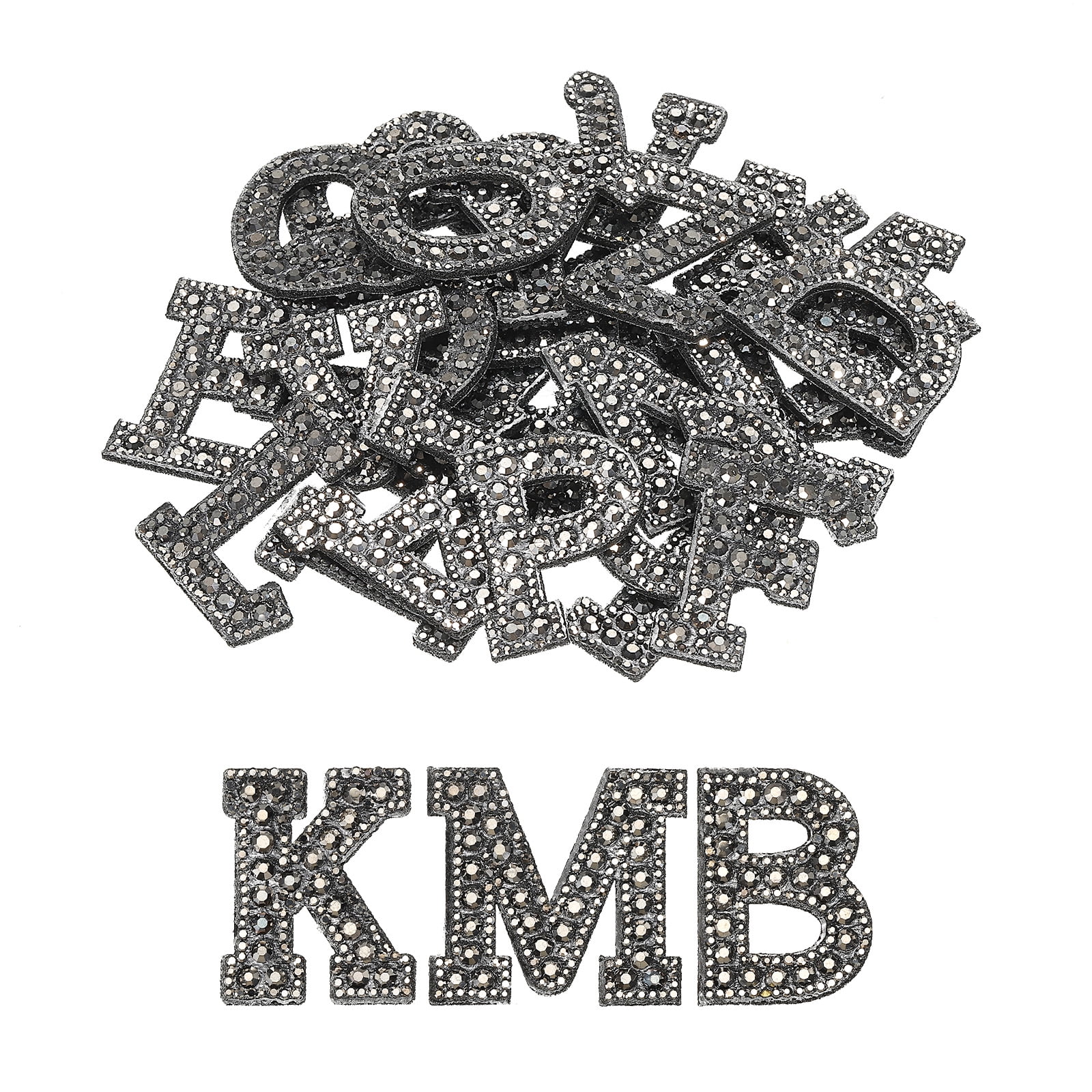 Uxcell Iron on Patch Decorative A-Z Dark Black Glitter Alphabet ...