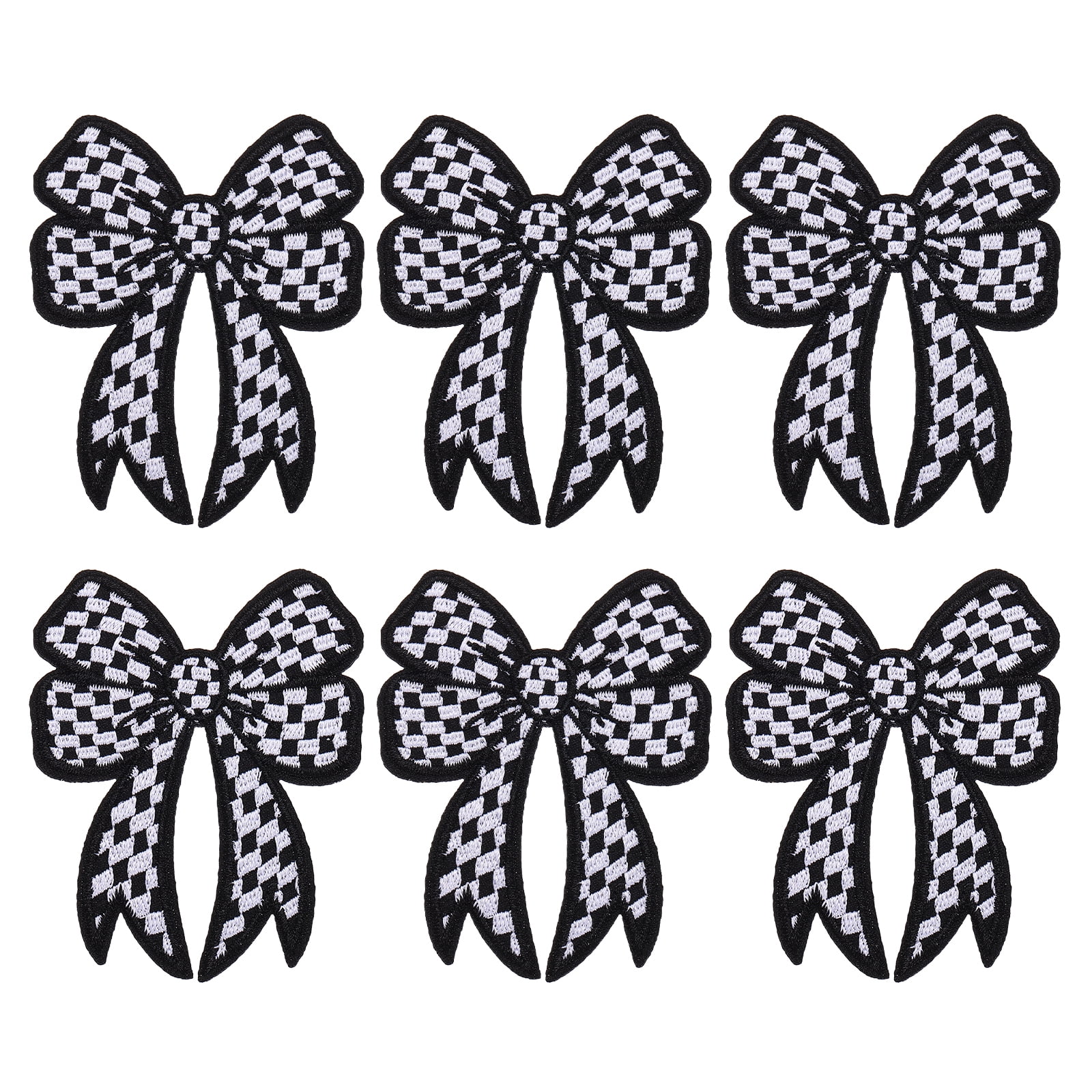 Uxcell Iron on Patches, Checkered Bow Knot Patches Embroidered Patches ...