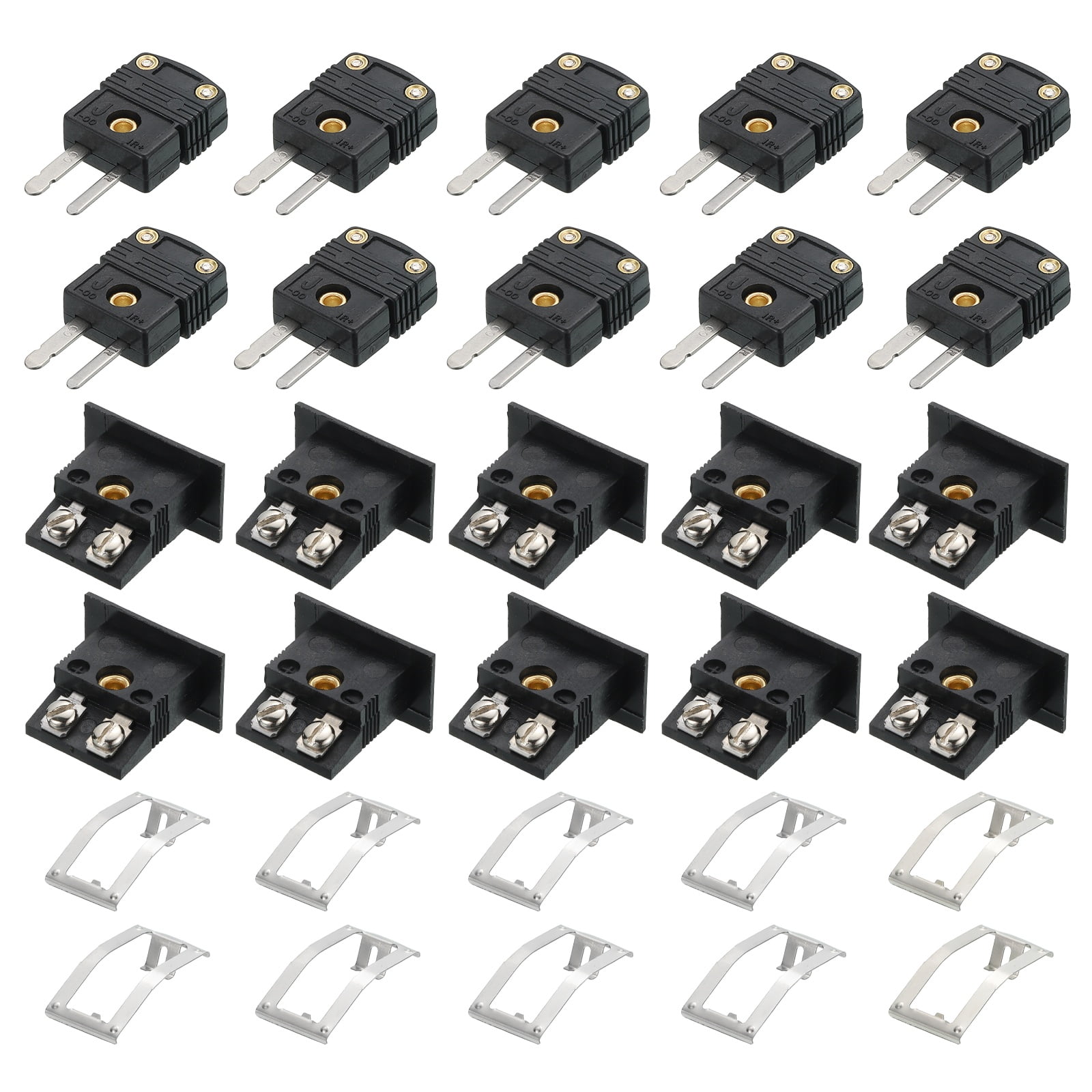 Uxcell J Type Thermocouple Wire Connectors Male Plug With Panel Mount Mini Socket 220°c 428°f