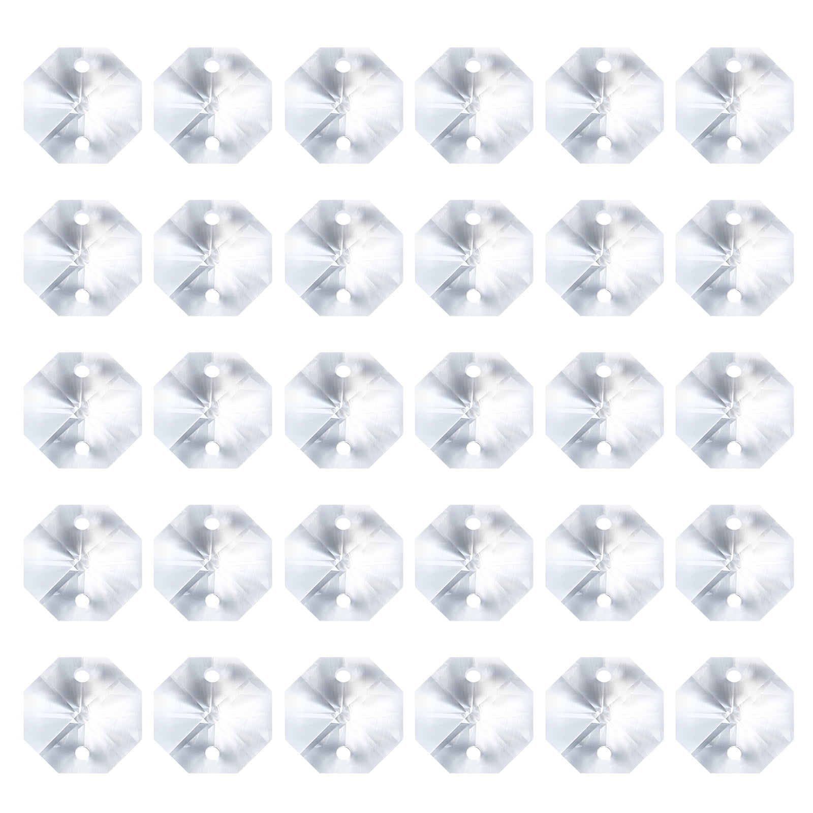 Uxcell K9 Crystal Octagon Beads with 2 Holes Pendants, 100 Pack 14mm ...