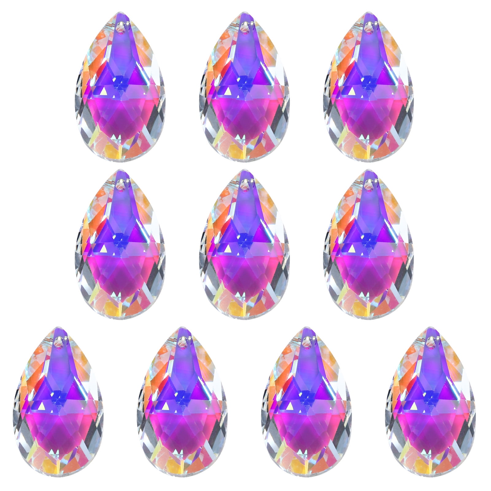 Uxcell K9 Crystal Pendants Teardrop Beads, 10 Pack 38mm Chandelier ...
