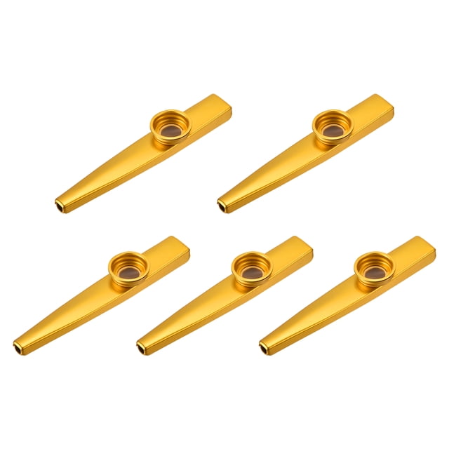 Uxcell Kazoo Musical Instrument Aluminum Alloy Gold with Flute ...