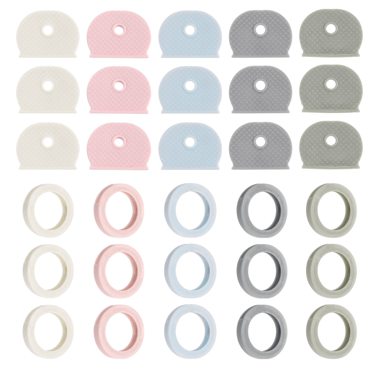 Uxcell Key Caps Set, 40 Pcs Key Cap Tags Identifiers Rings Silicone Key ...