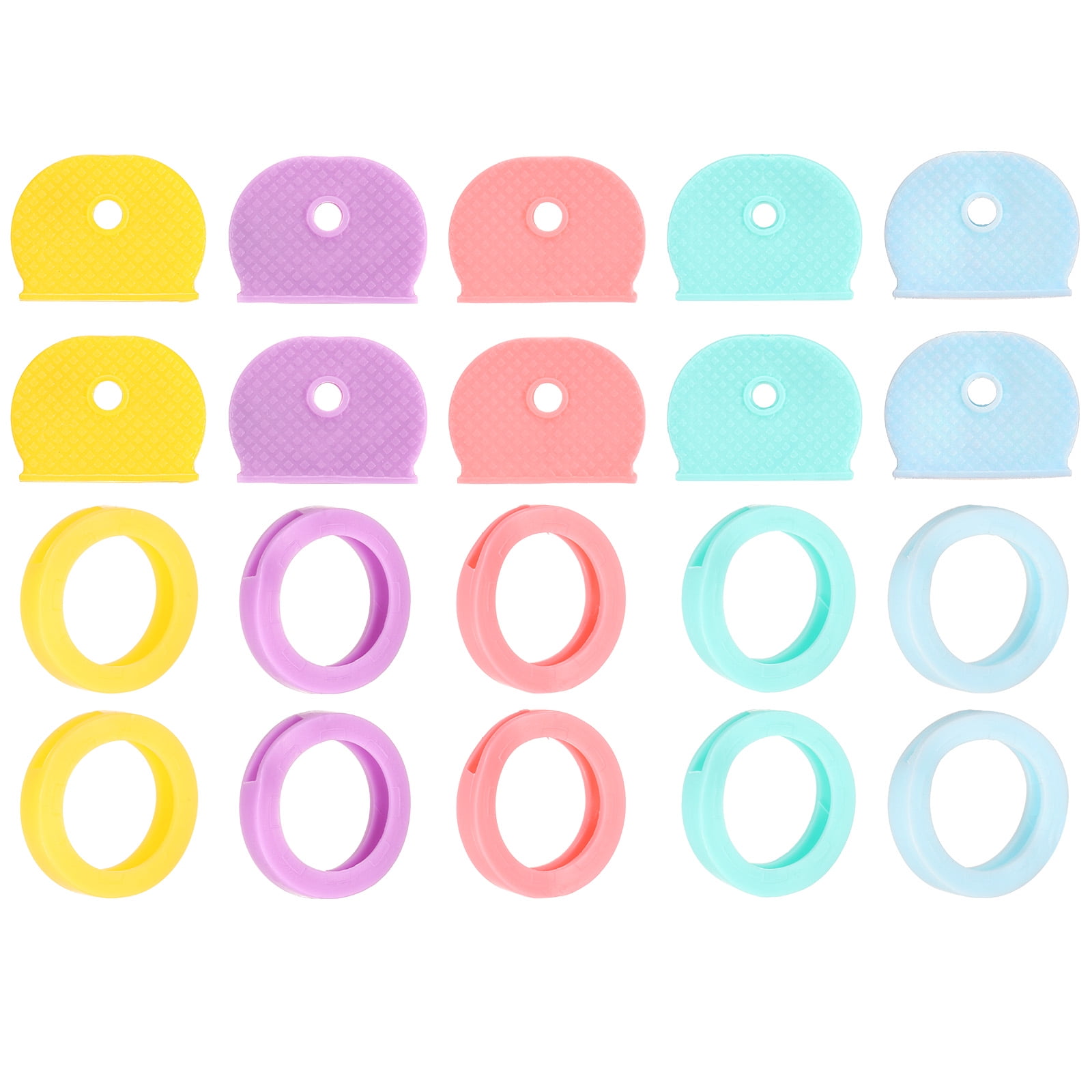 Uxcell Key Caps Set, 40 Pcs Key Cap Tags Identifiers Rings Silicone Key ...