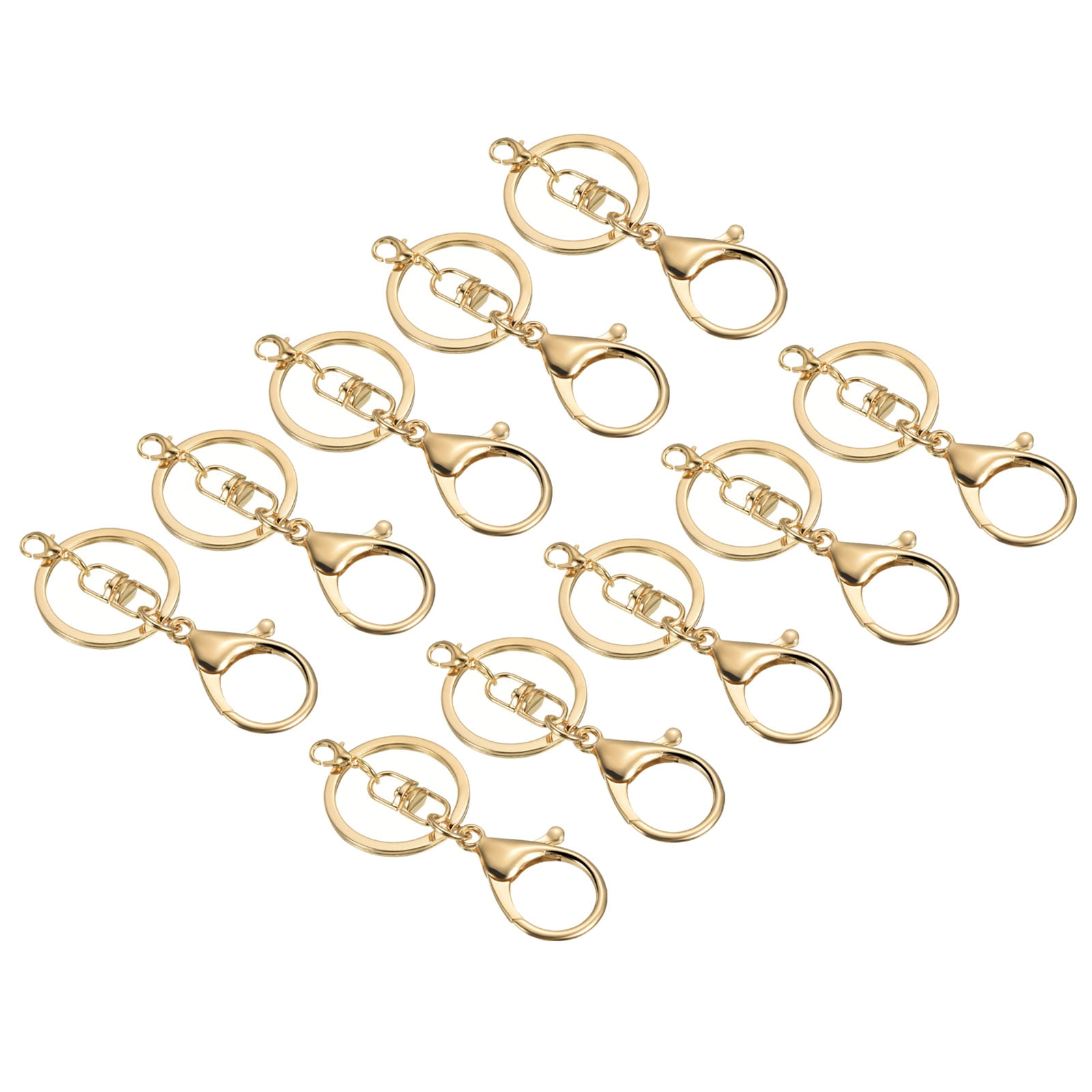 Uxcell Key Chain Rings Lobster Claw Clasps Keyring for DIY, Gold 10 ...