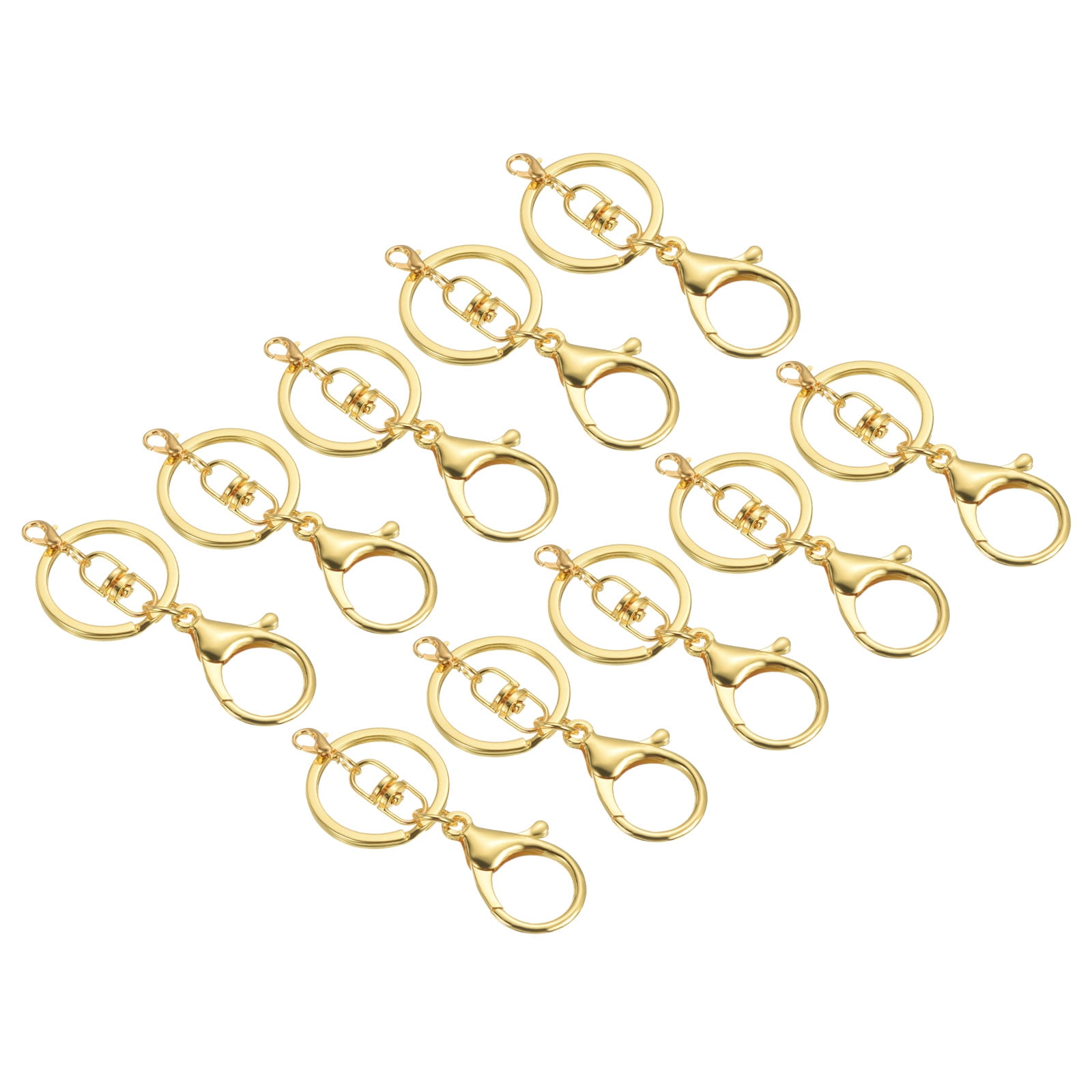 Uxcell Key Chain Rings Lobster Claw Clasps Keyring for DIY, Golden 10 ...