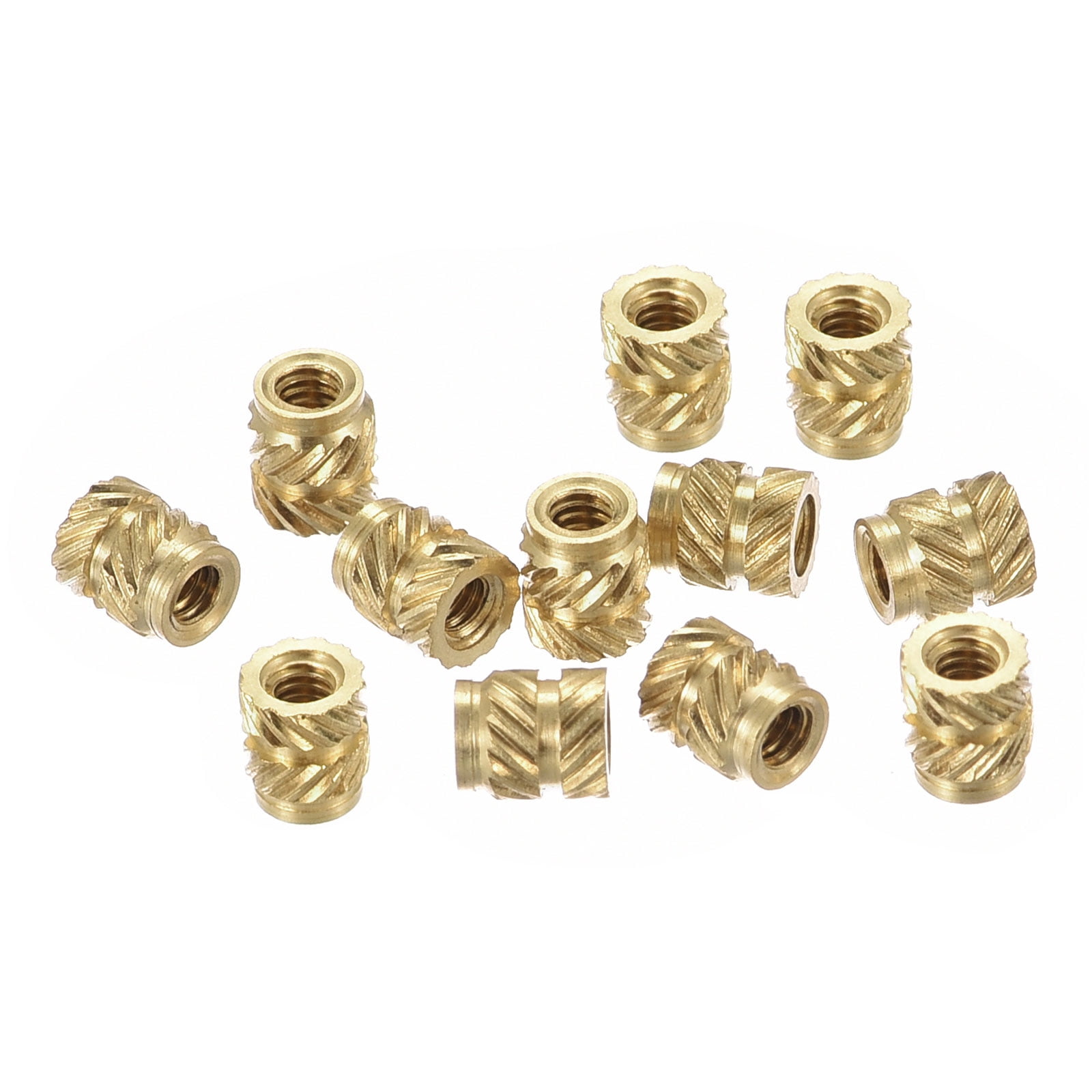 Uxcell Knurled Insert Nut M2 x 4mm L x 3.5mm OD Female Thread Brass ...