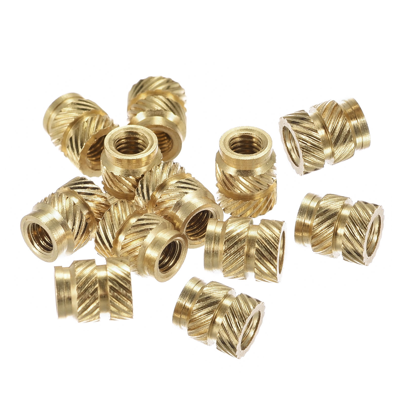 Uxcell Knurled Insert Nut M3 x 6mm L x 5mm OD Female Thread Brass ...