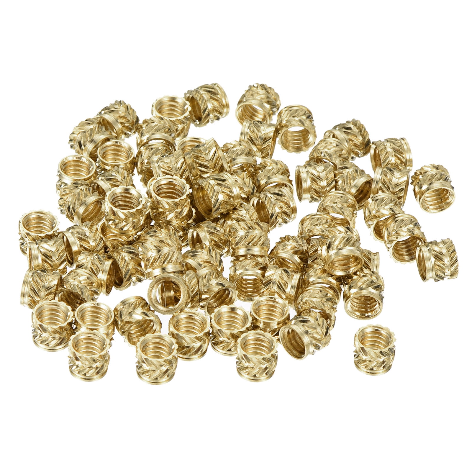 Uxcell Knurled Insert Nut M4 x 4mm L x 5mm OD Female Thread Brass ...