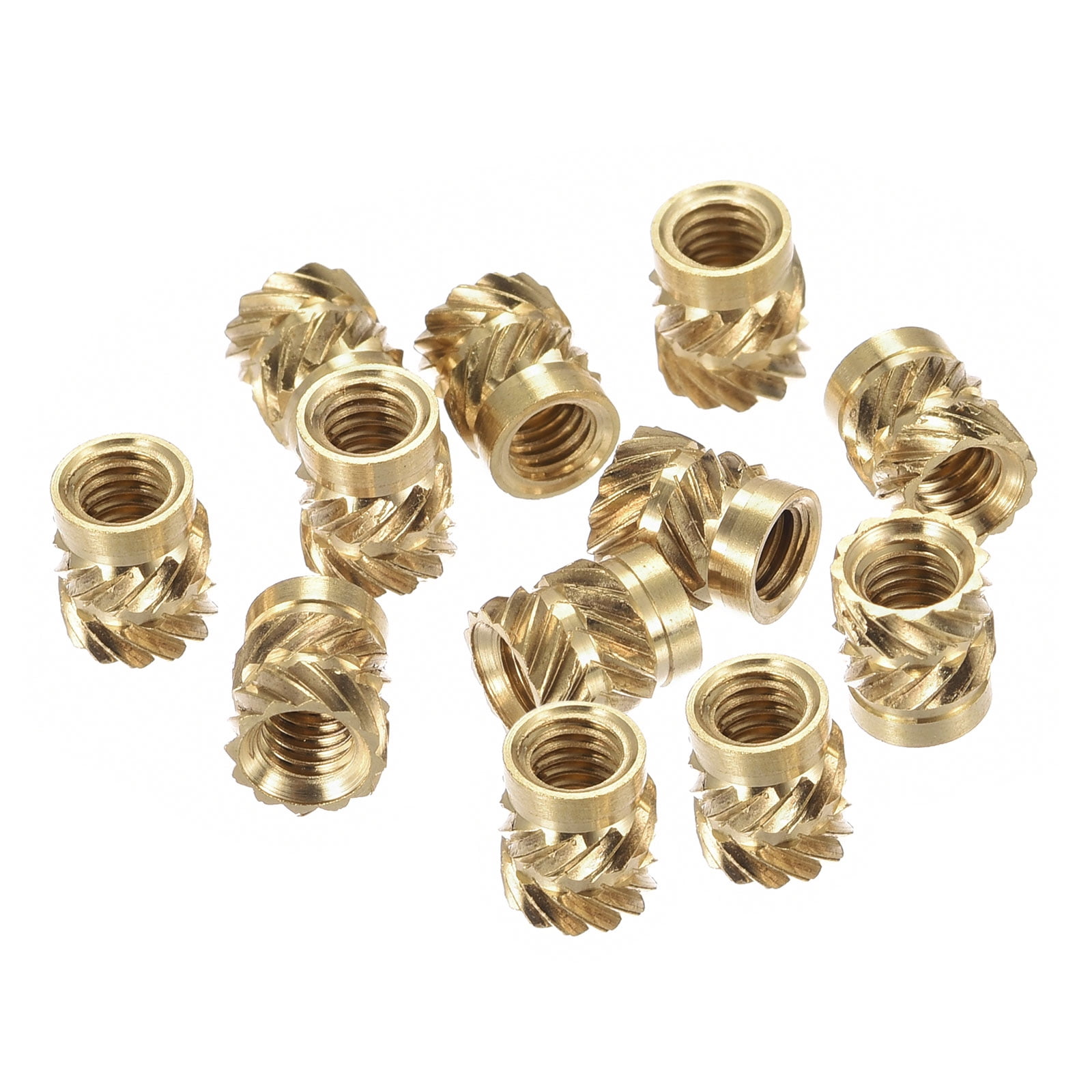 Uxcell Knurled Insert Nut M4 x 7mm L x 6mm OD Female Thread Brass ...