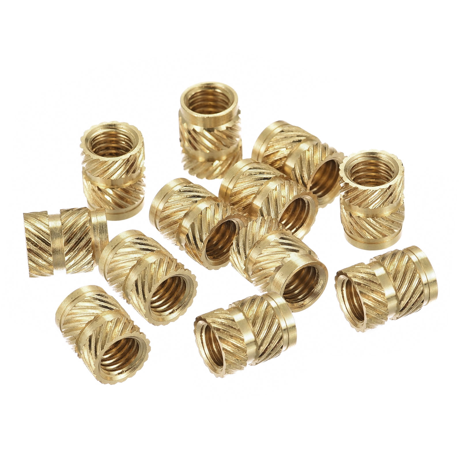 Uxcell Knurled Insert Nut M6 x 10mm L x 8mm OD Female Thread Brass ...