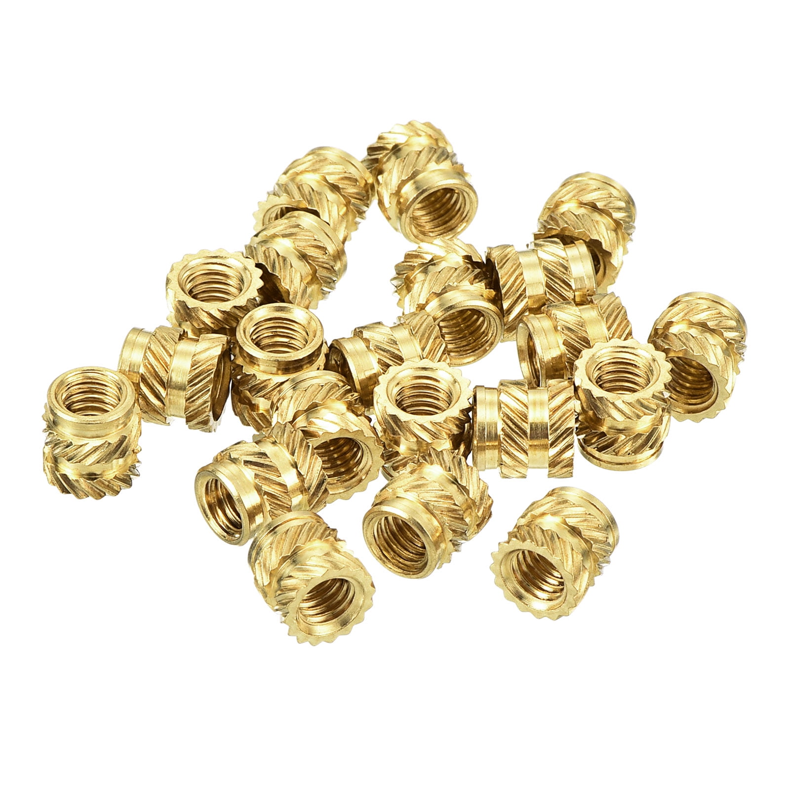 Uxcell Knurled Insert Nuts M4 x 6mm L x 6mm OD Female Brass Embedding ...