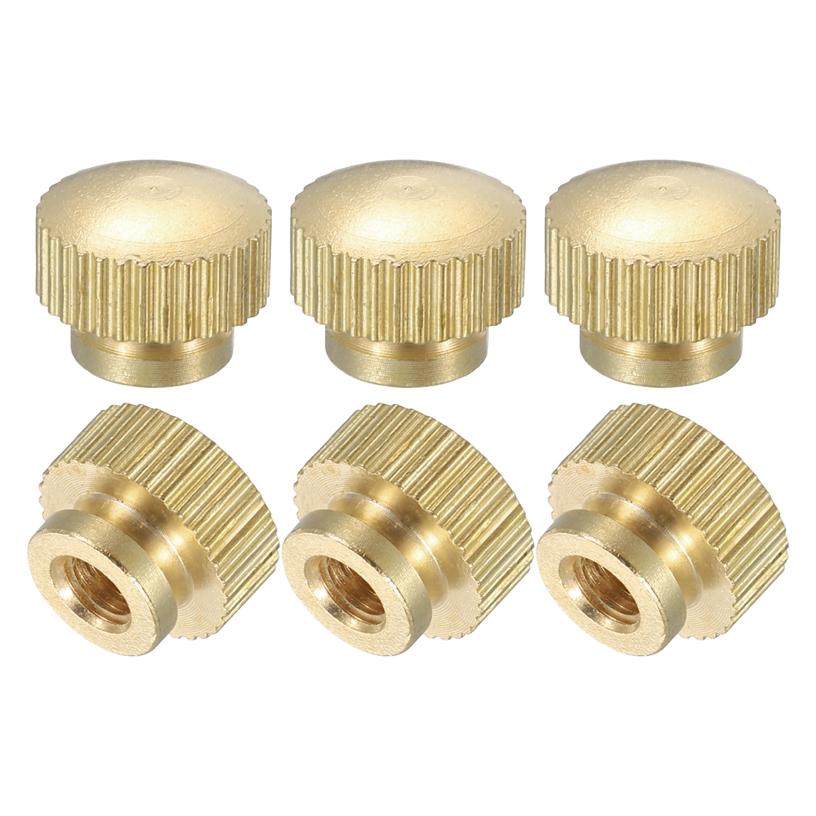 Uxcell Knurled Thumb Nuts, 6 Pack M4 x D10mm x H8mm Brass Knurl Nut ...