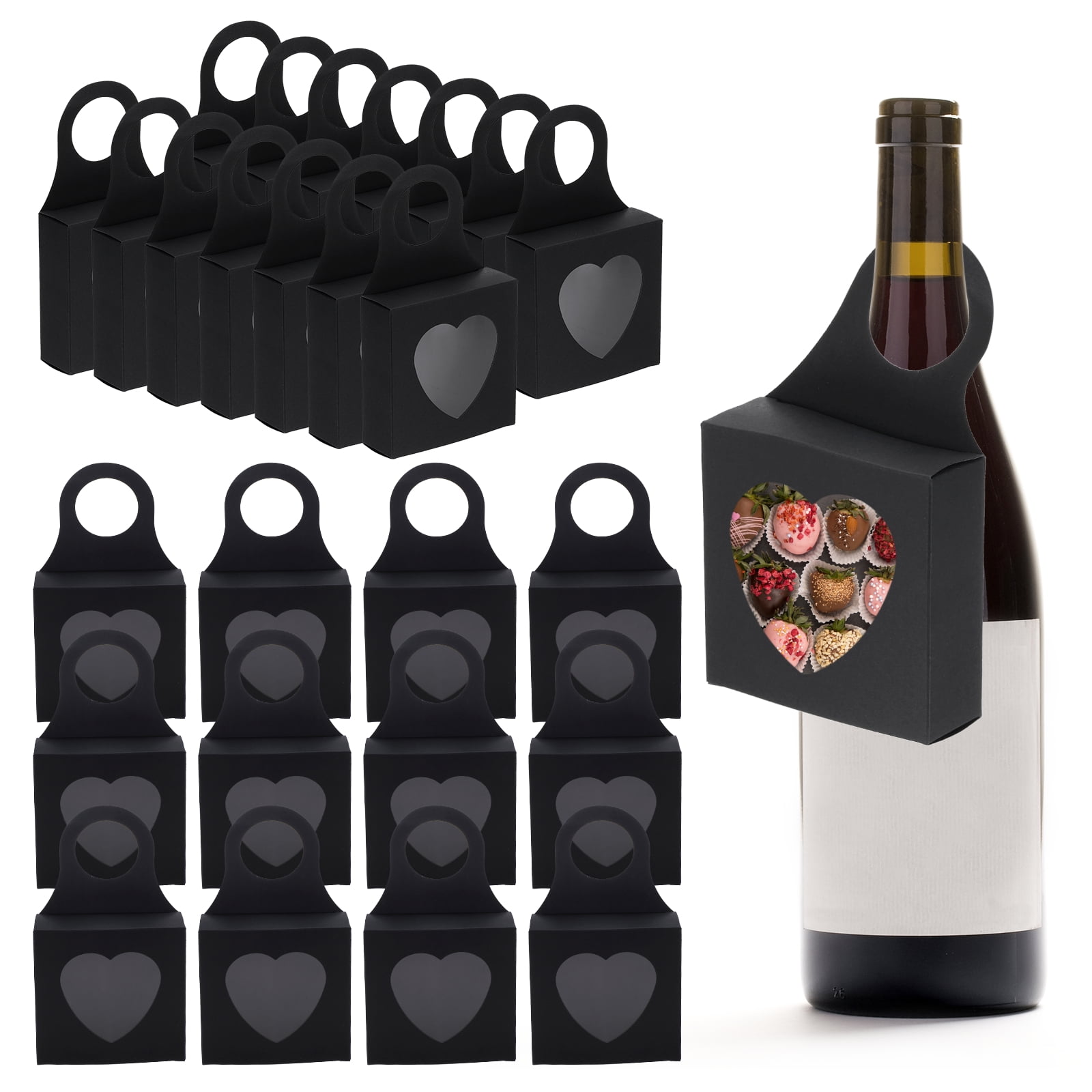 Uxcell Kraft Paper Wine Bottle Boxes with Window & Handle, 15 Pack ...