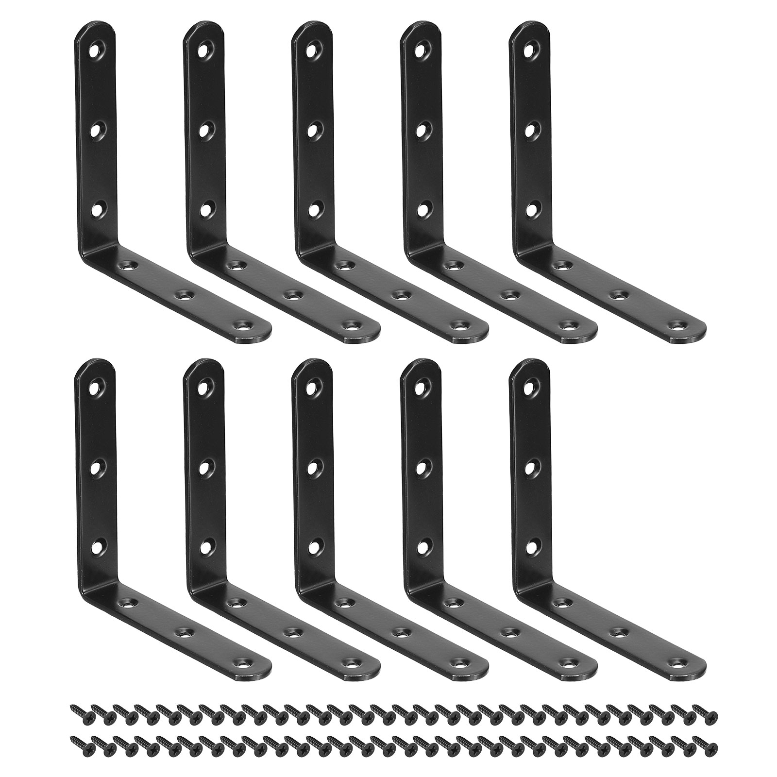Uxcell L Bracket Corner Braces, 10Set 4 x 4 Inch Black Stainless Steel ...