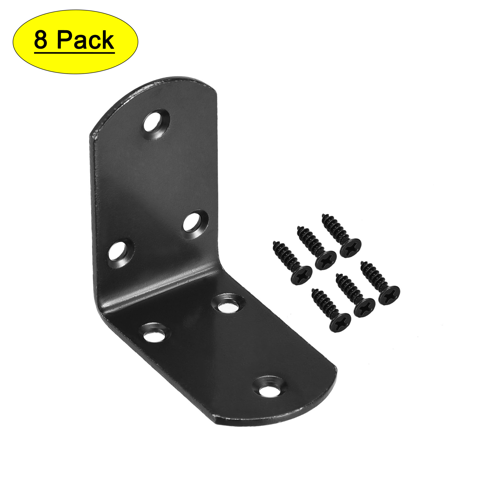 Uxcell L Shape 65mmx65mmx37mm Black Corner Brace Angle Bracket 8 Pack ...