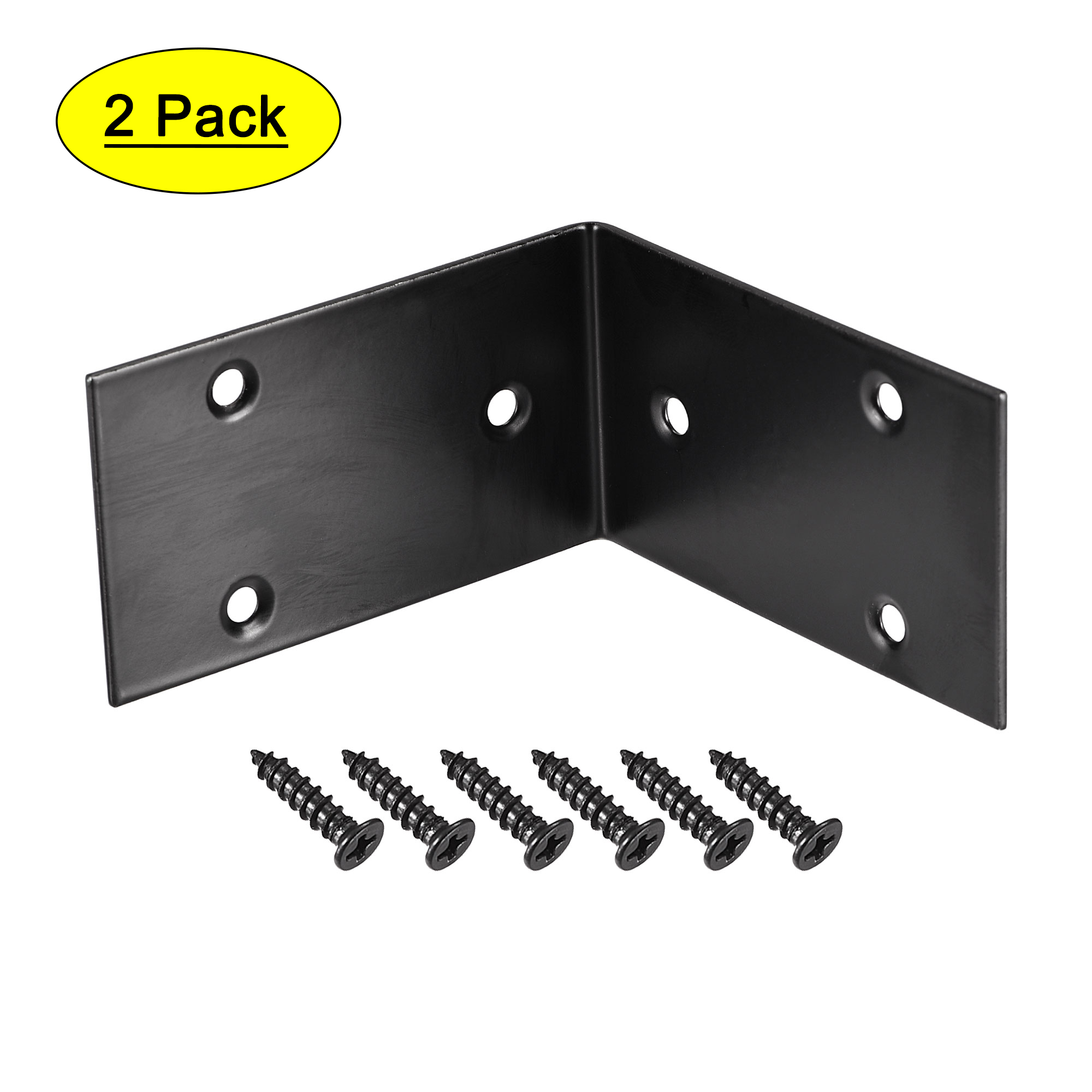 Uxcell L Shape 85x85x48mm Black Corner Brace Angle Bracket 2 Pack ...