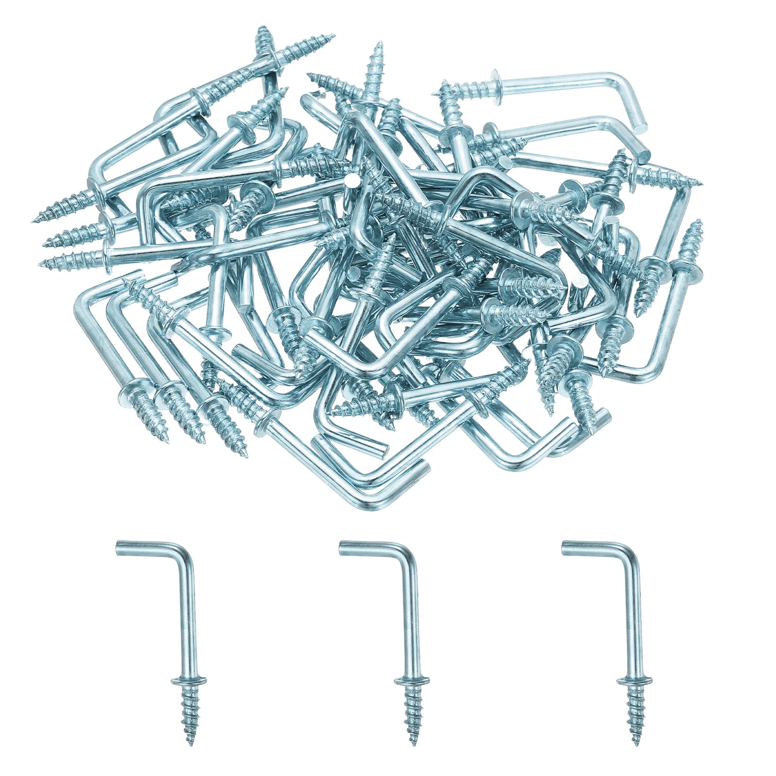 Uxcell L-Shape Screw Hooks Brass Plated Steel Shape Right Angle Medal ...