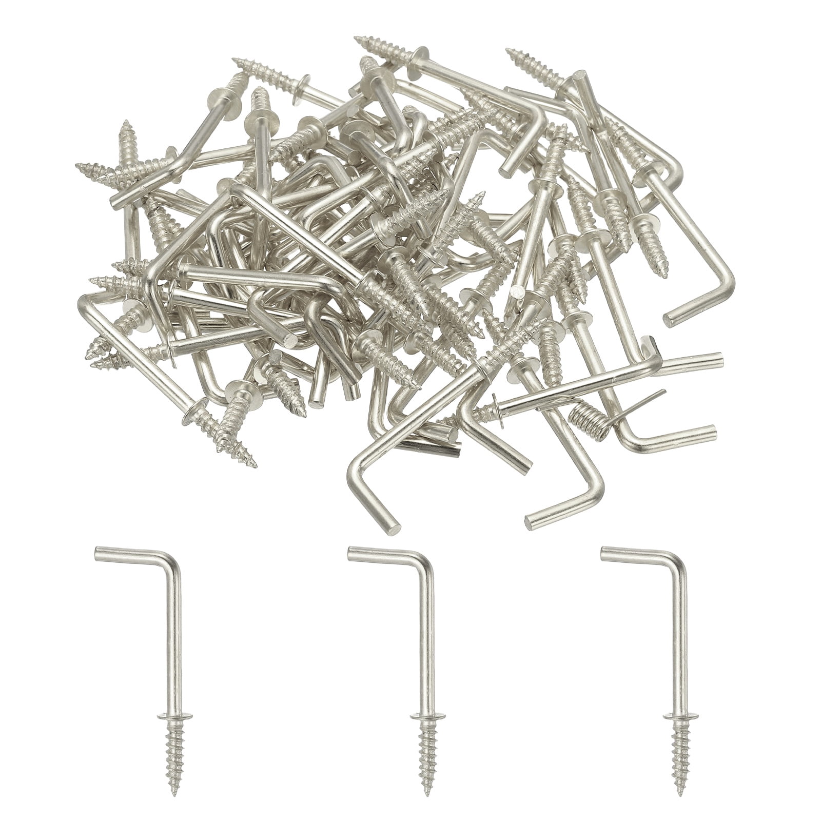 Uxcell L-Shape Screw Hooks Brass Plated Steel Shape Right Angle Medal ...