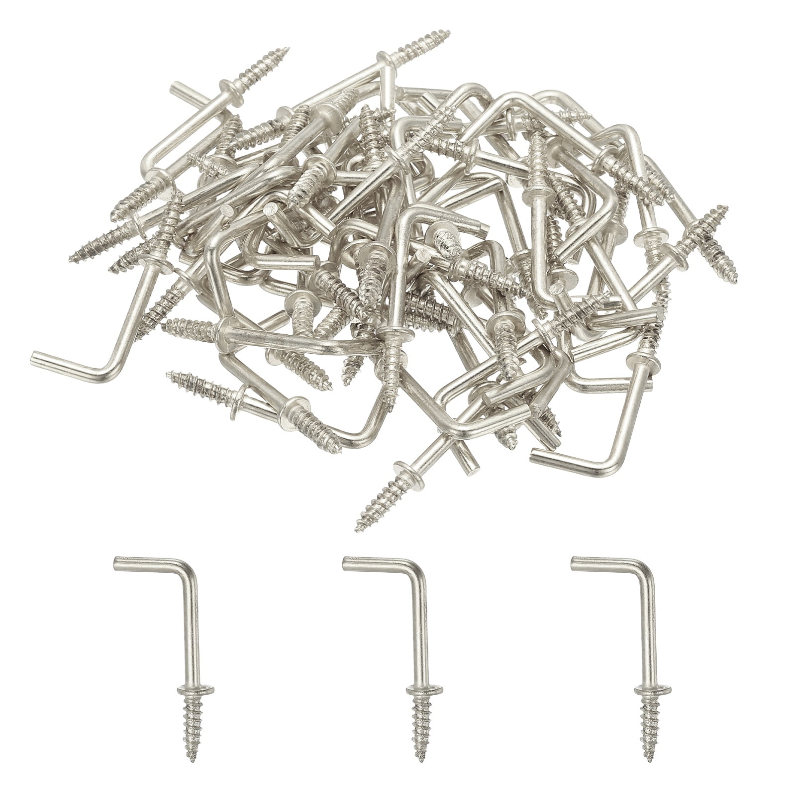 Uxcell L-Shape Screw Hooks Brass Plated Steel Shape Right Angle Medal ...