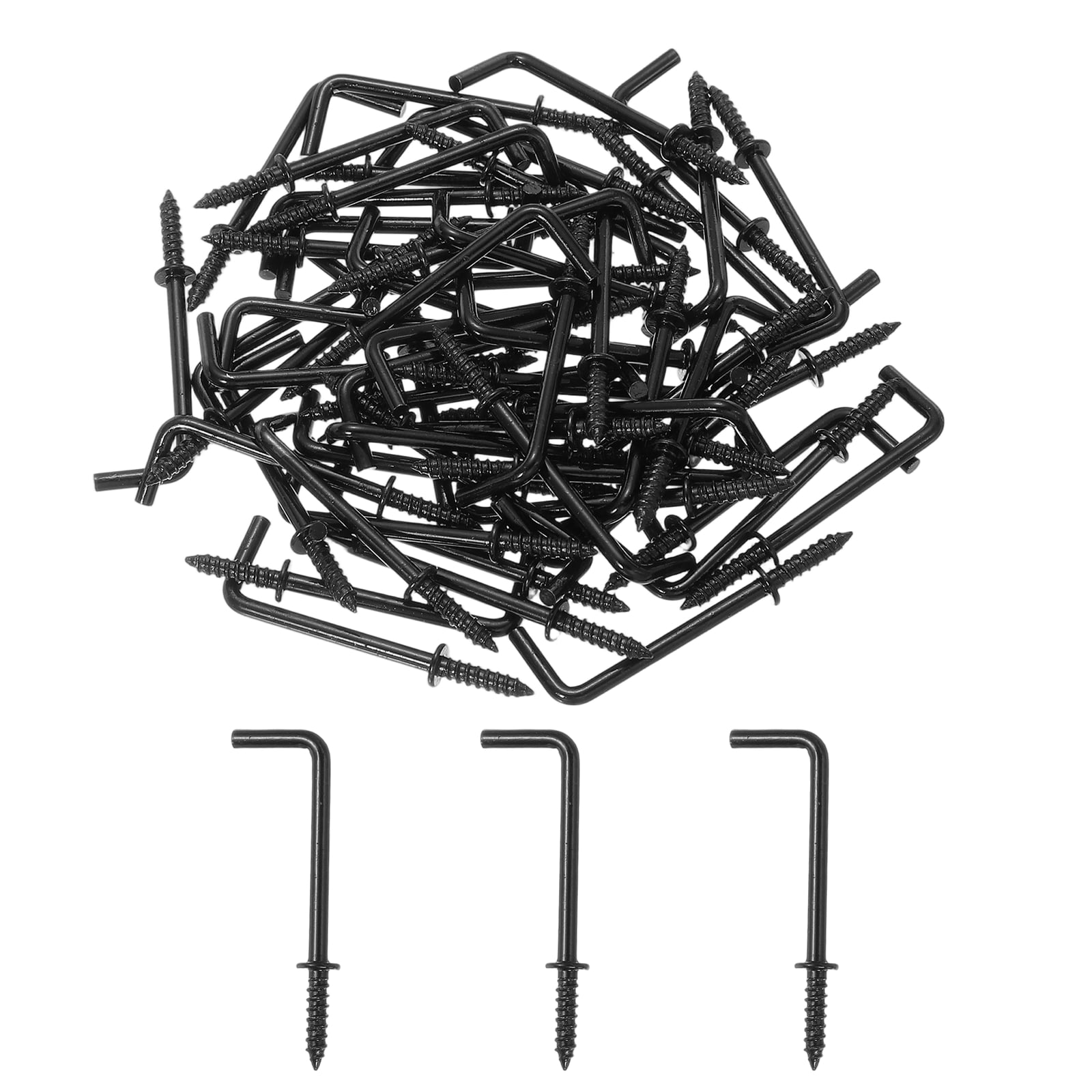 Uxcell L-Shape Screw Hooks Carbon Steel 7 Shape Right Angle Medal Hooks ...