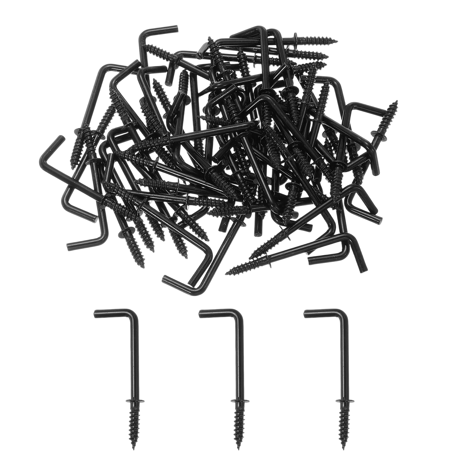 Uxcell L-Shape Screw Hooks Carbon Steel 7 Shape Right Angle Medal Hooks ...