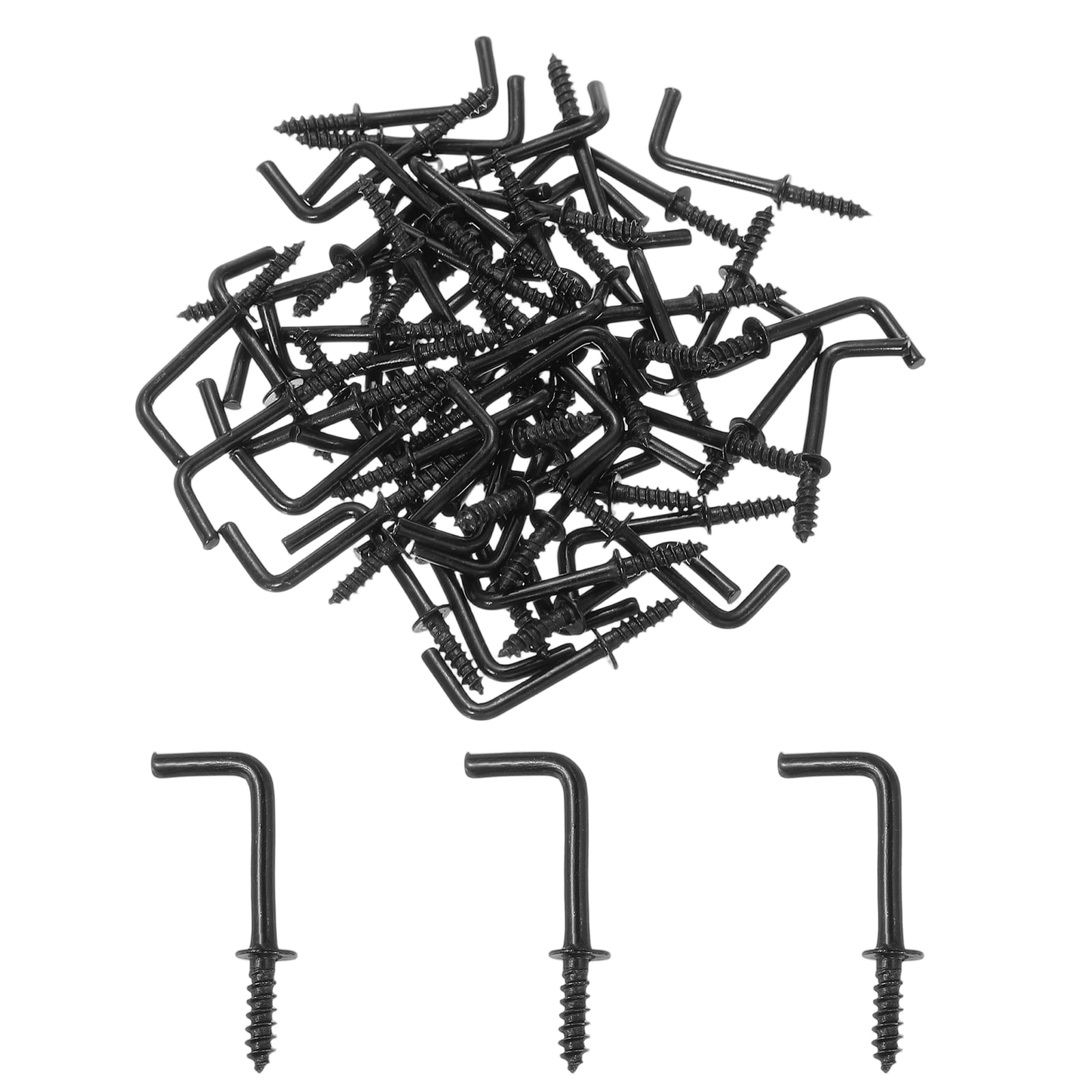 Uxcell L-Shape Screw Hooks Carbon Steel 7 Shape Right Angle Medal Hooks ...
