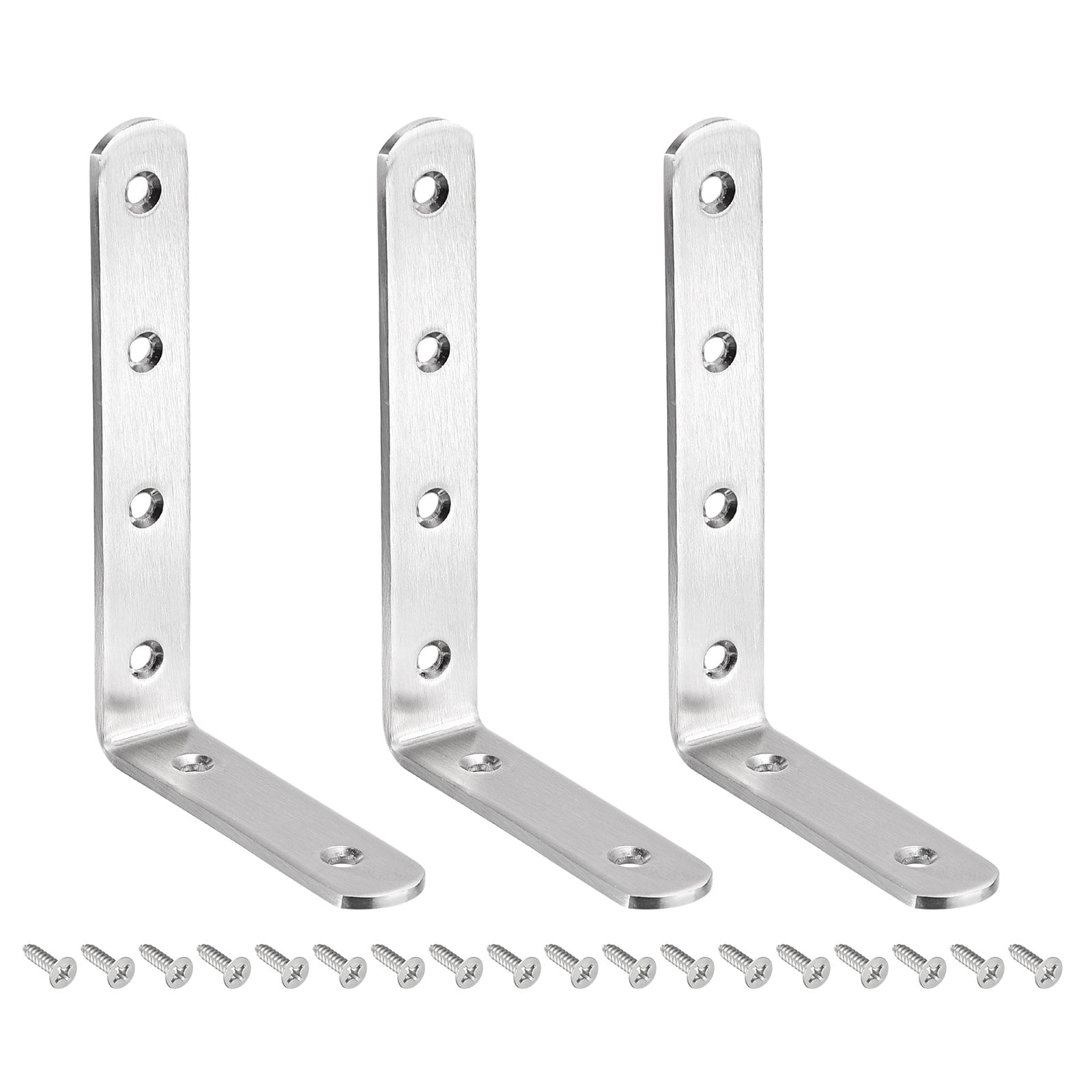 Uxcell L Shelf Bracket, 3Set 6 x 3Inch Silver Floating Shelves Bracket ...