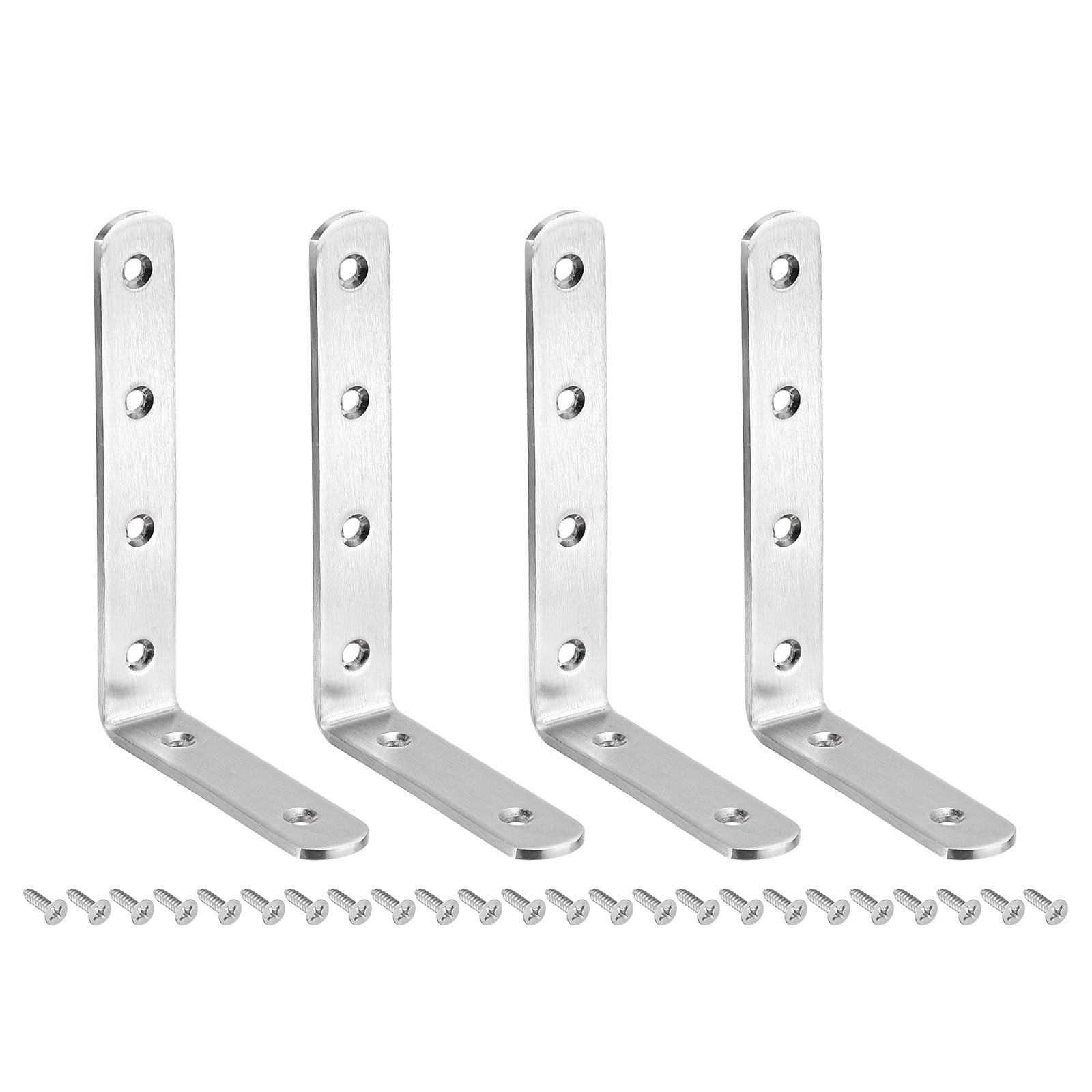 Uxcell L Shelf Bracket, 4Set 6 x 3Inch Silver Floating Shelves Bracket ...