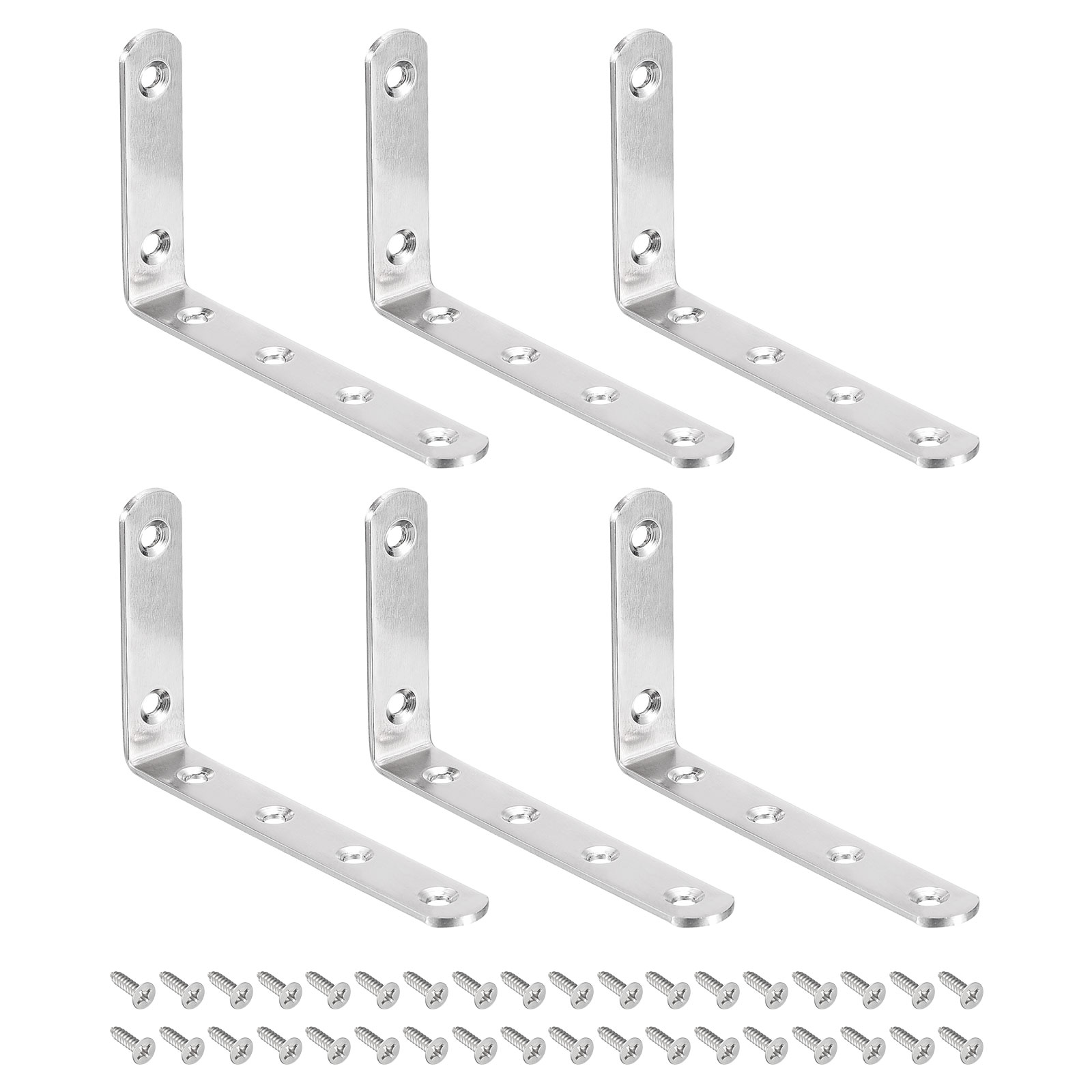 Uxcell L Shelf Bracket, 6Set 5 x 3Inch Silver Floating Shelves Bracket ...