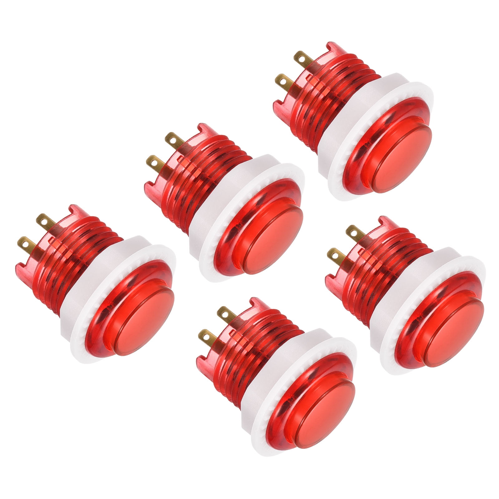 Uxcell LED Button Illuminated Push Button 12V 24mm with Micro Switch Self Resetting Red 5 Pack ...