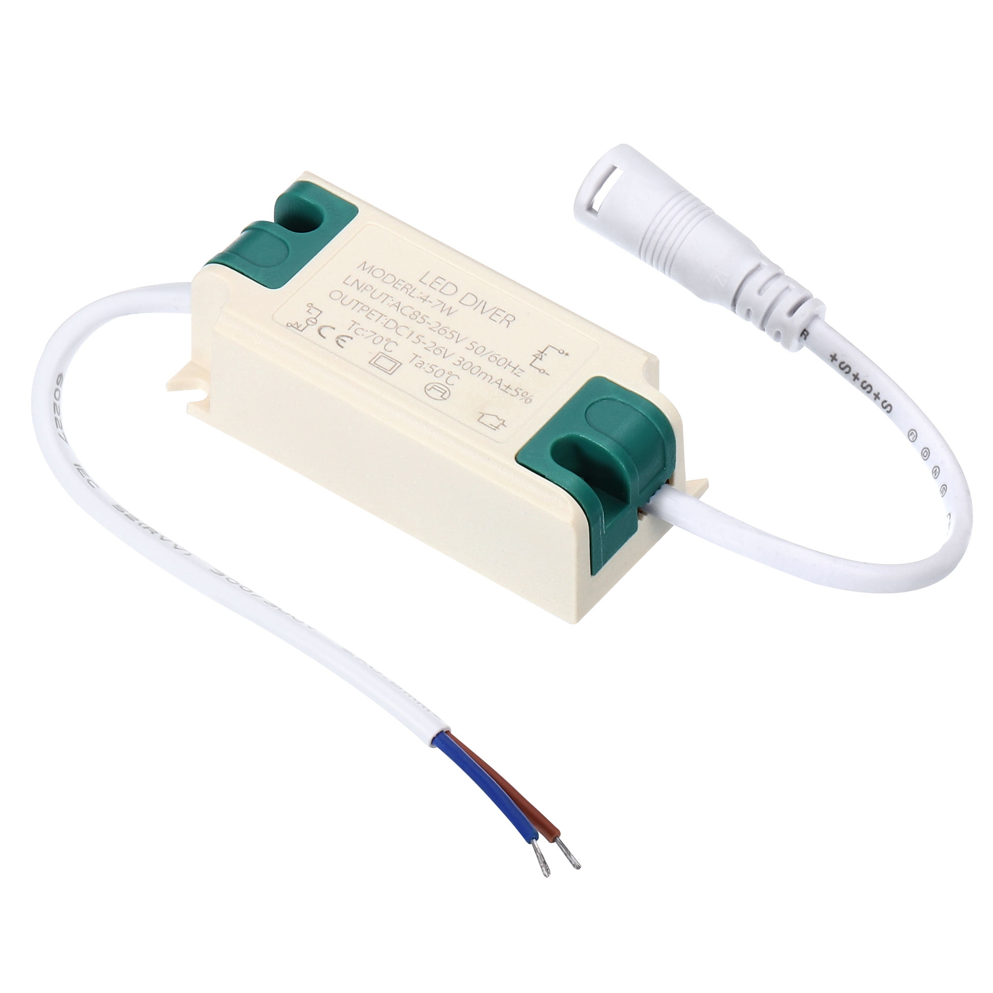 Uxcell LED Driver, 4-7W 300mA AC 85-265V Output 15-26V DC Female Connector Constant Current ...
