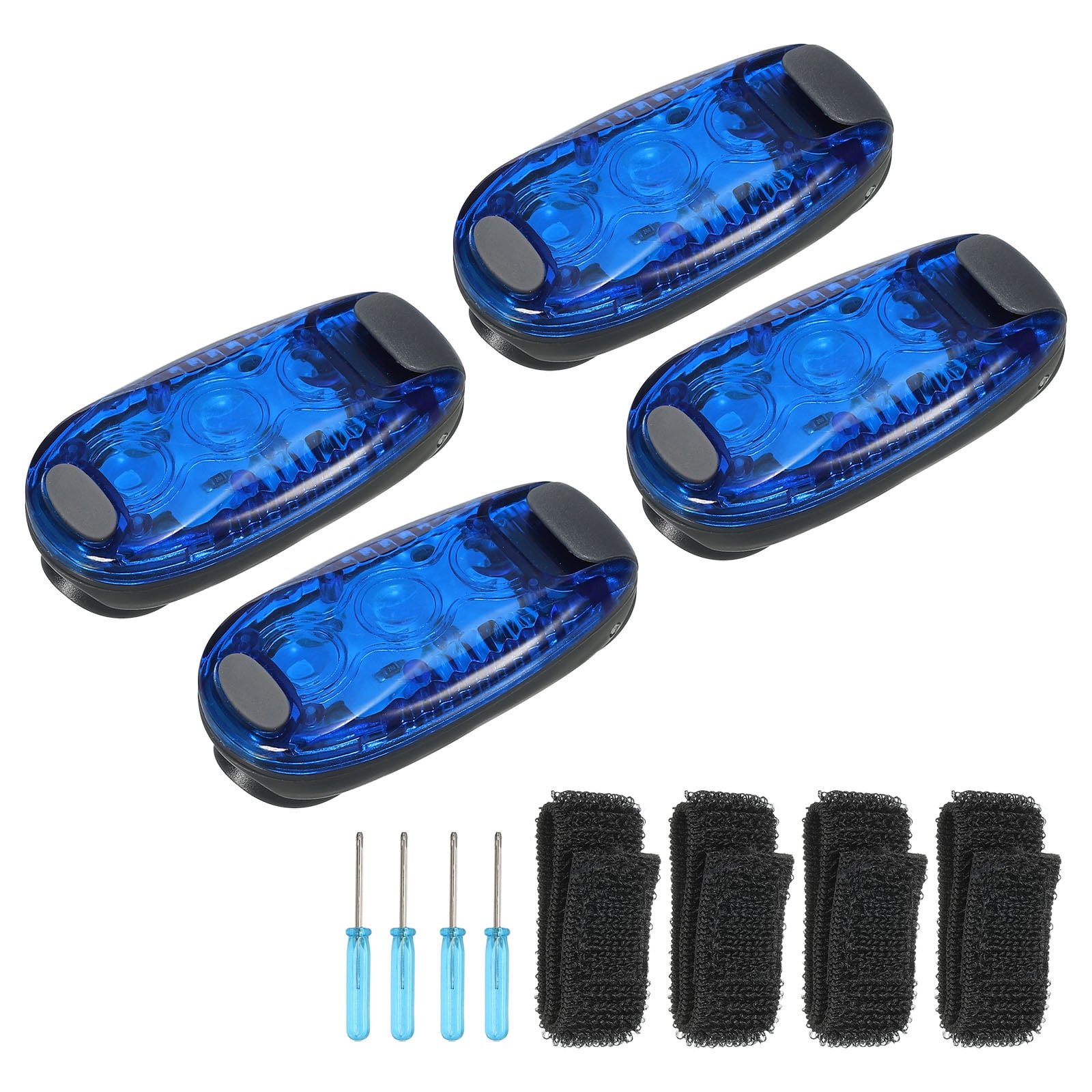 Uxcell LED Safety Light, 4 Pack Bicycle Tail Light Running Lights, Blue ...