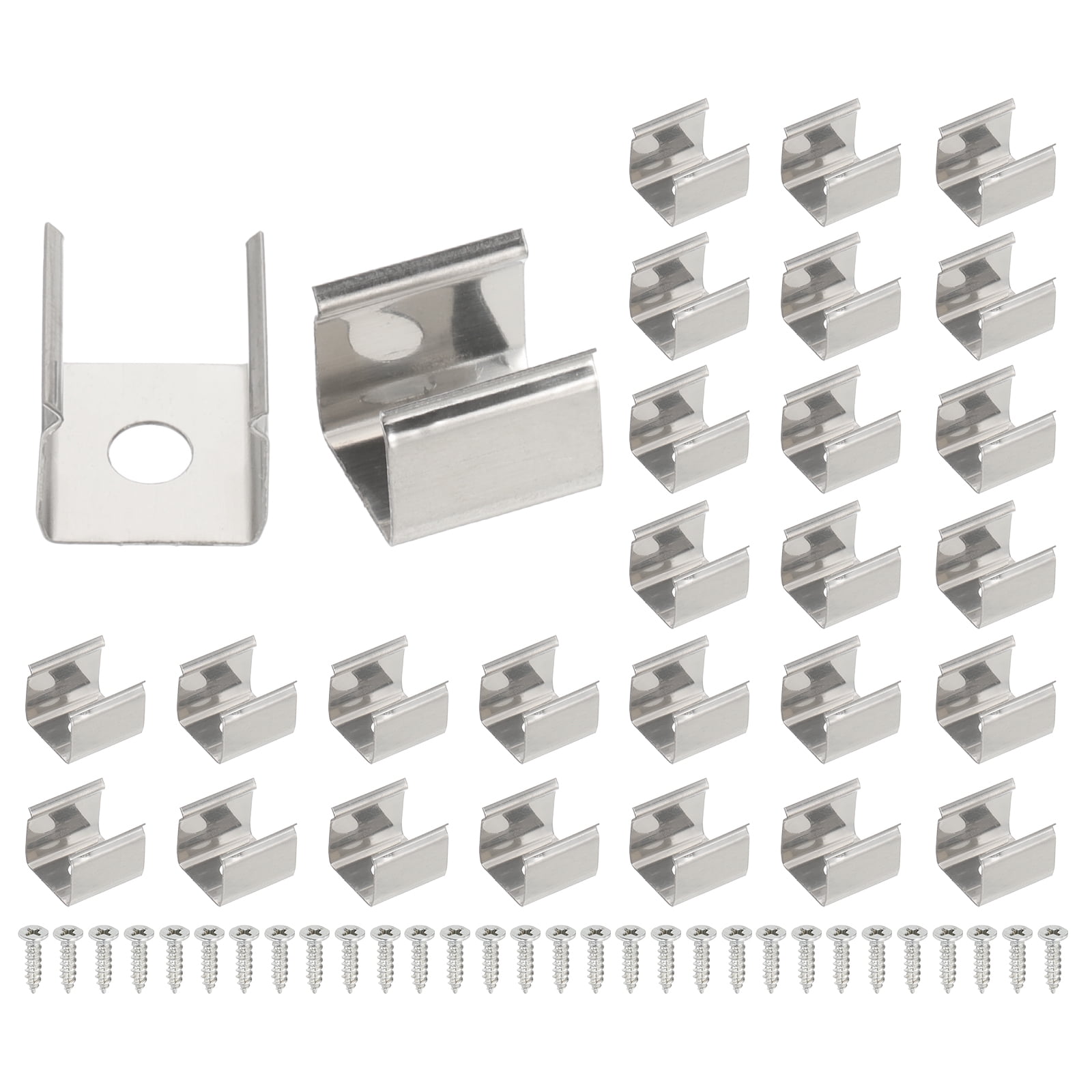 Uxcell LED Strip Clips, 30pcs Stainless Steel Mounting Brackets for ...