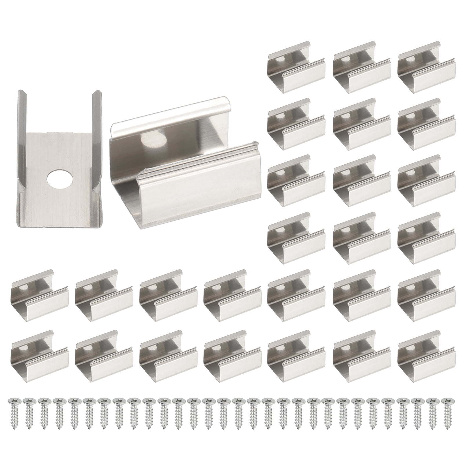 Uxcell LED Strip Clips, 30pcs Stainless Steel Mounting Brackets for ...