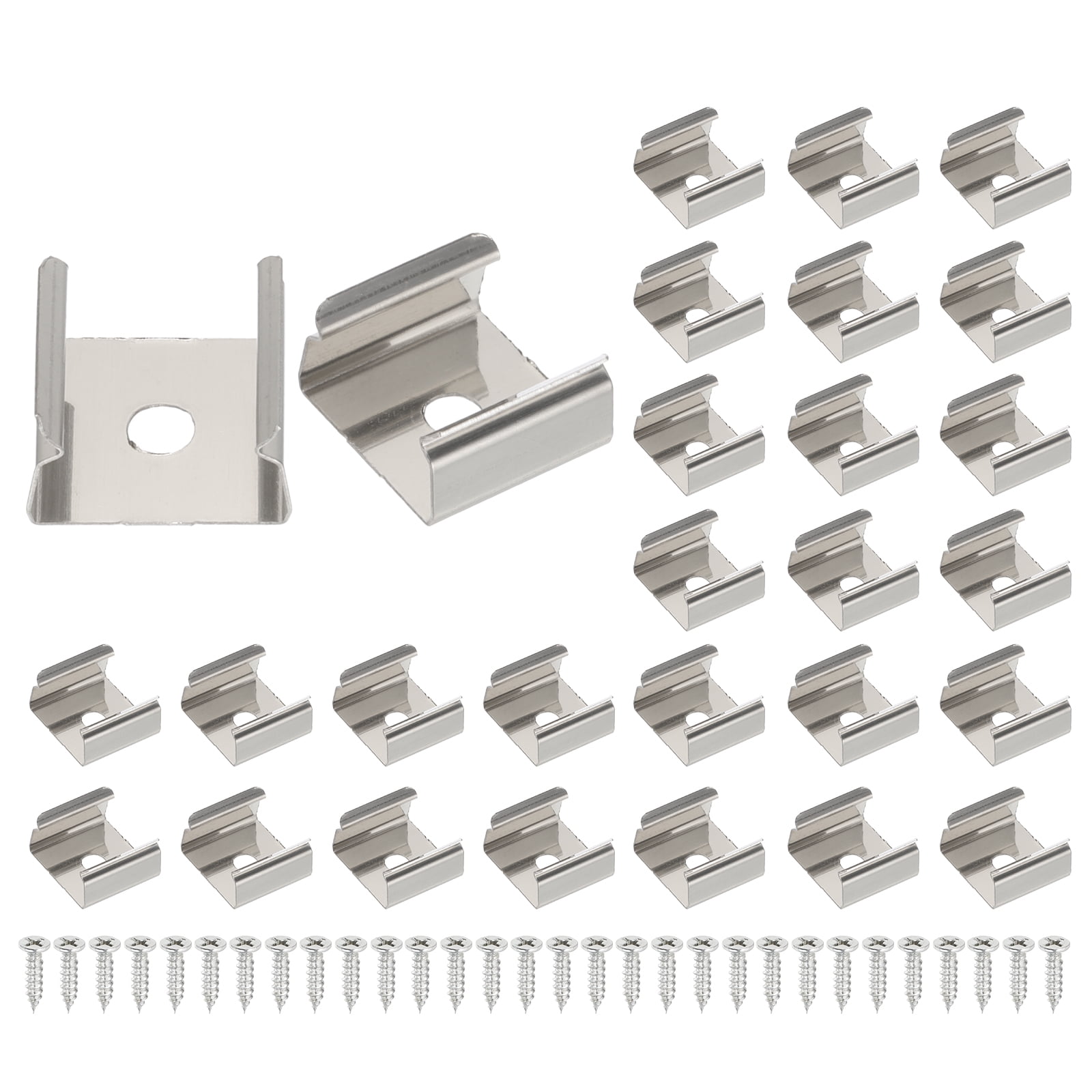 Uxcell LED Strip Clips, 30pcs Stainless Steel Mounting Brackets for ...