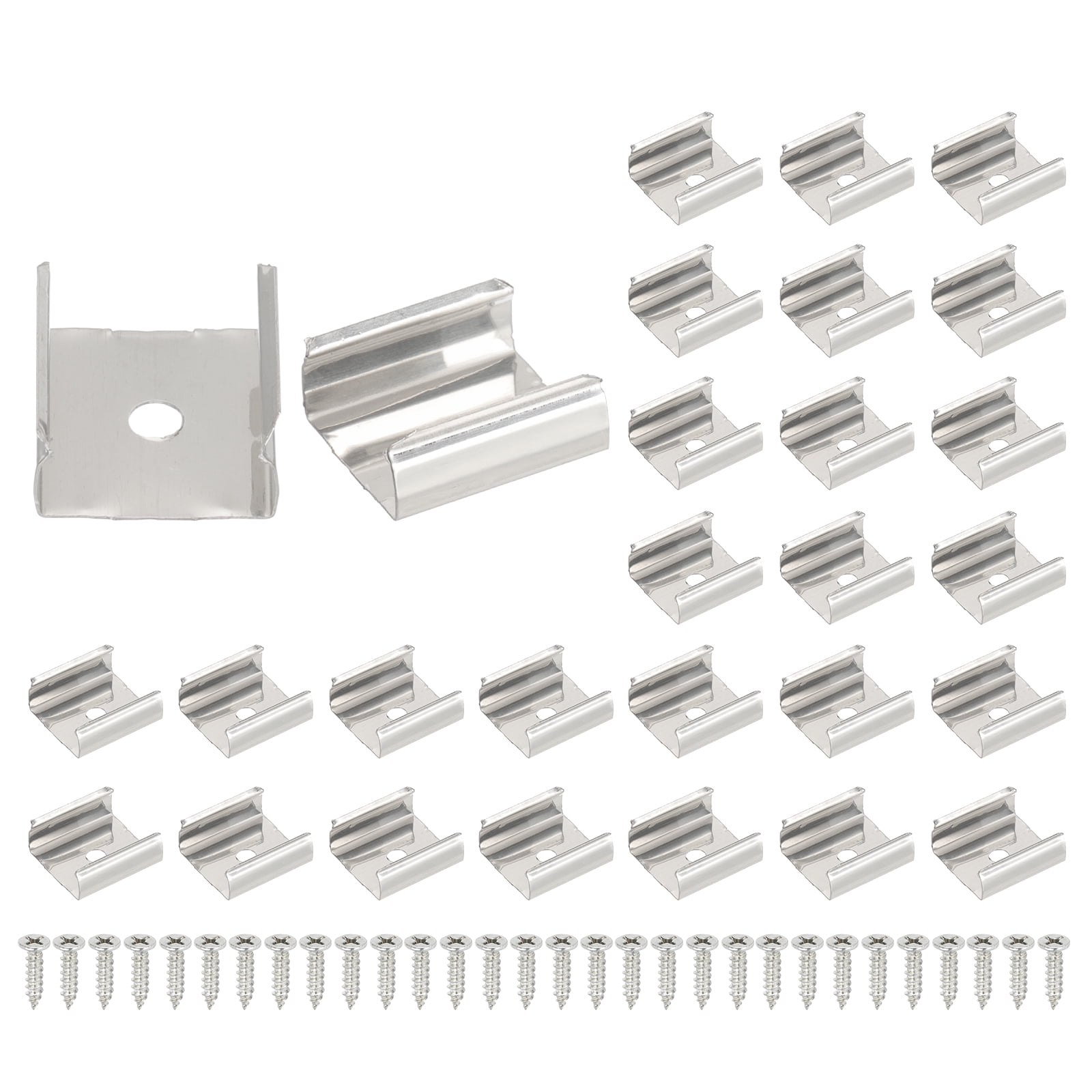Uxcell LED Strip Clips, 30pcs Stainless Steel Mounting Brackets for ...