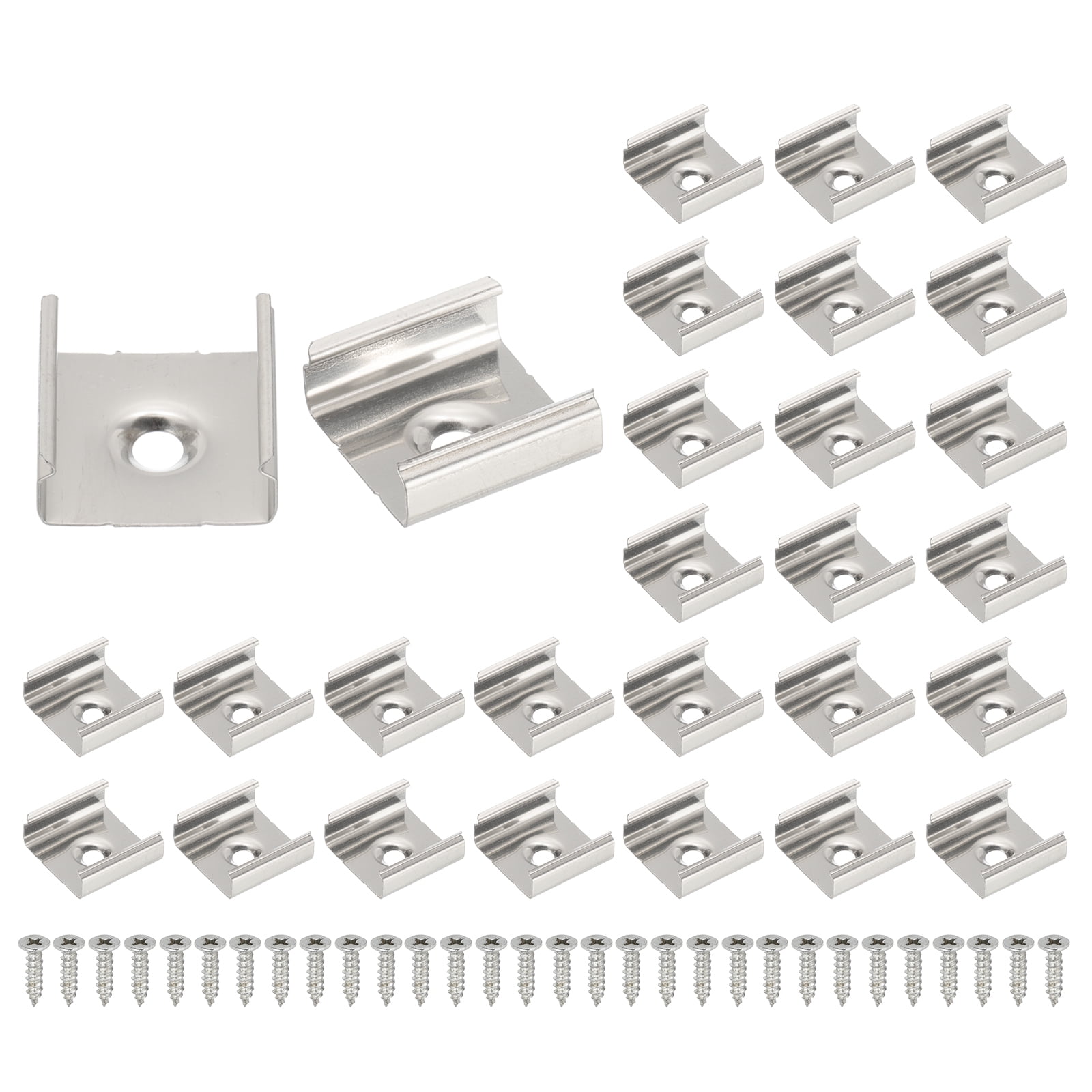 Uxcell LED Strip Clips, 30pcs Stainless Steel Mounting Brackets for ...