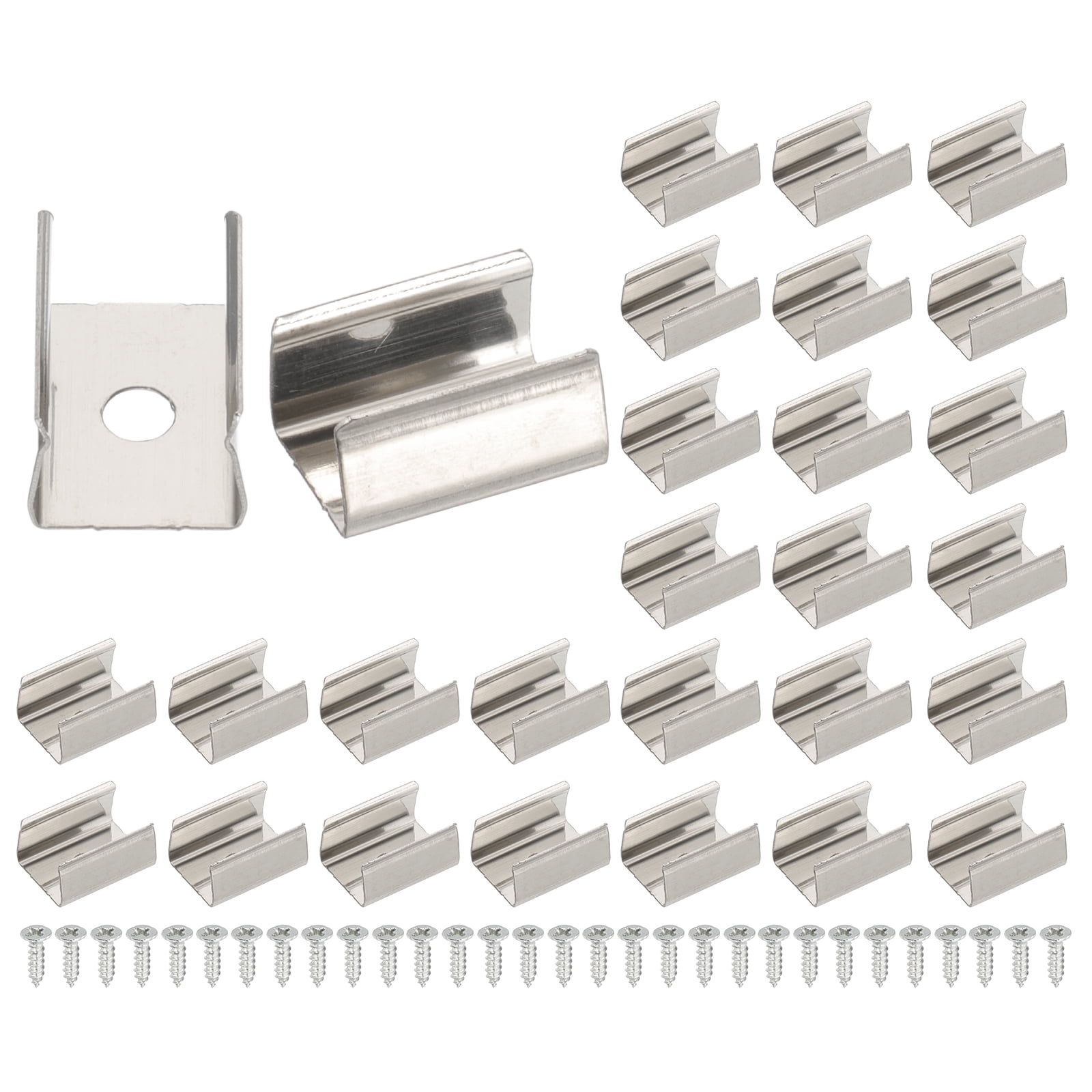 Uxcell LED Strip Clips, 30pcs Stainless Steel Mounting Brackets for 9mm ...