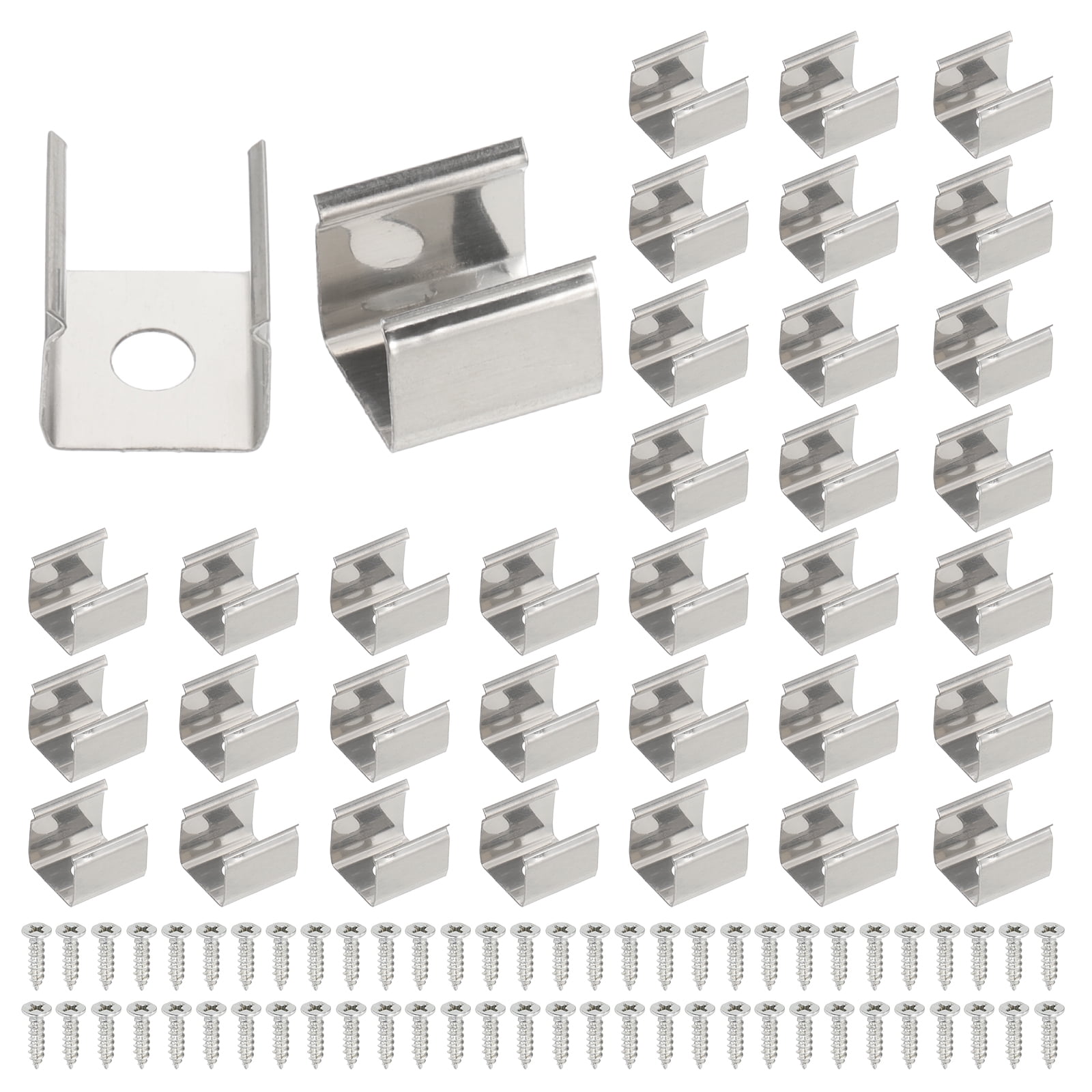 Uxcell LED Strip Clips, 50pcs Stainless Steel Mounting Brackets for ...