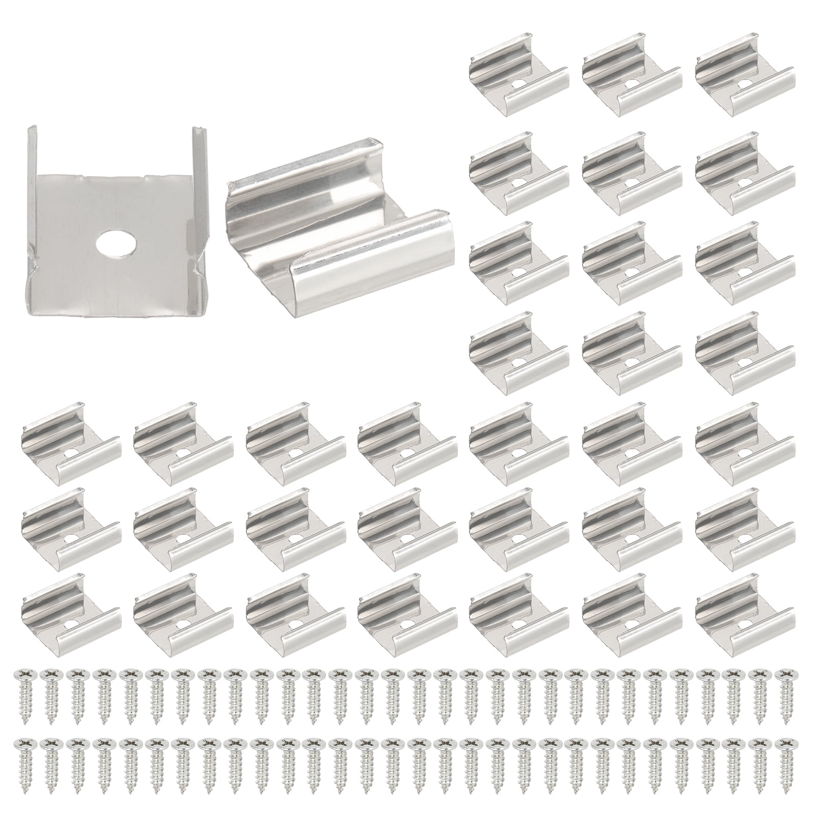 Uxcell LED Strip Clips, 50pcs Stainless Steel Mounting Brackets for ...