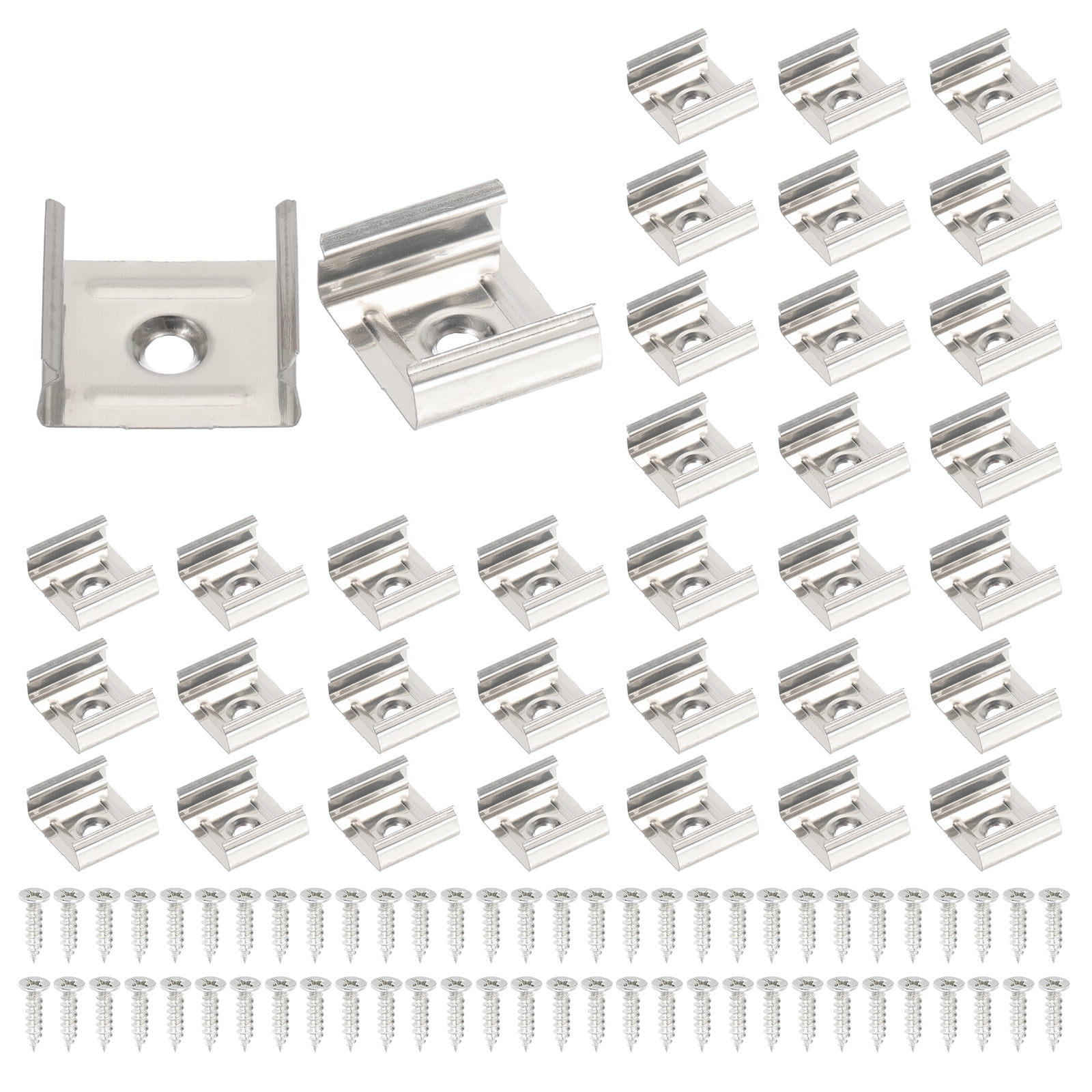 Uxcell LED Strip Clips, 50pcs Stainless Steel Mounting Brackets for ...
