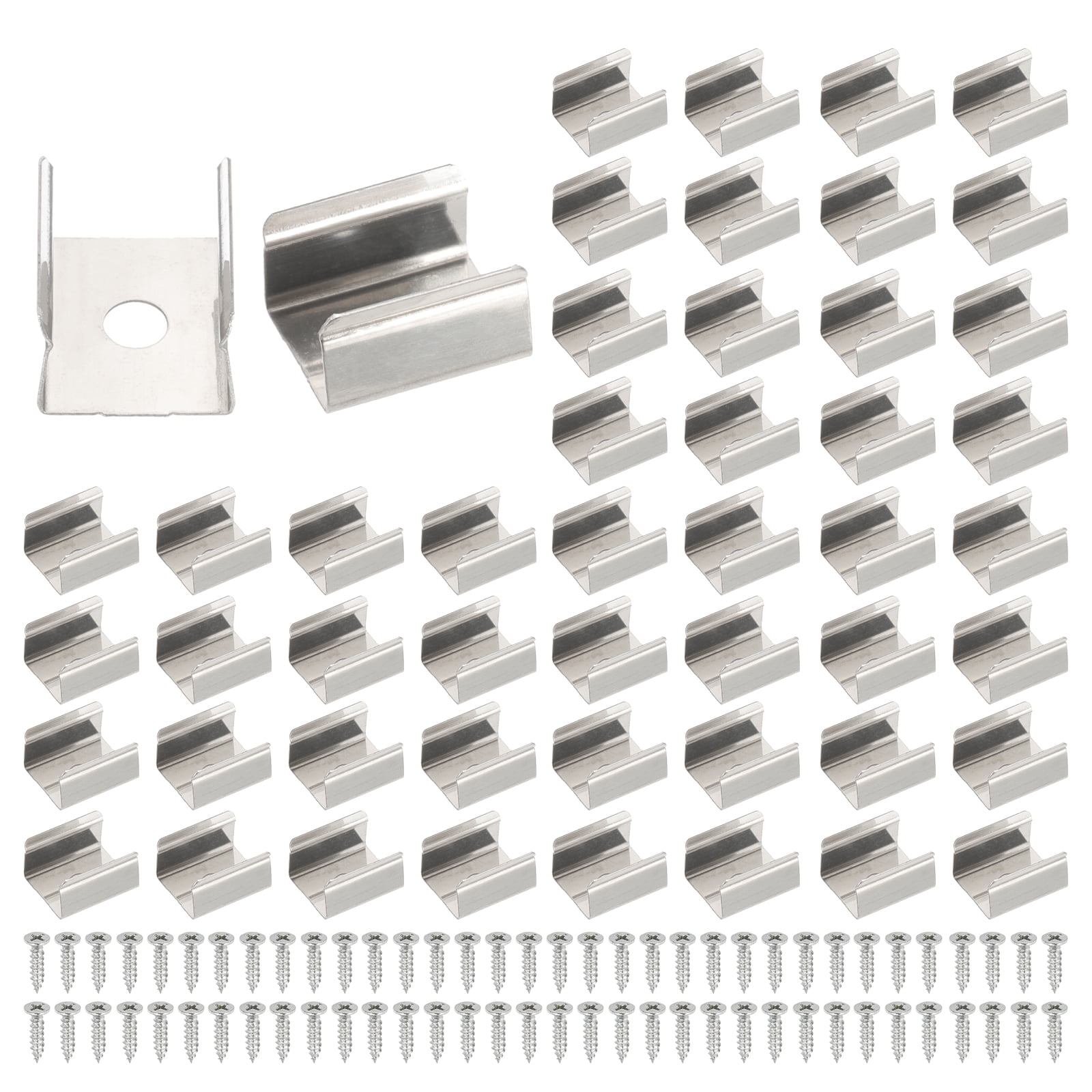 Uxcell LED Strip Clips, 70pcs Stainless Steel Mounting Brackets for ...