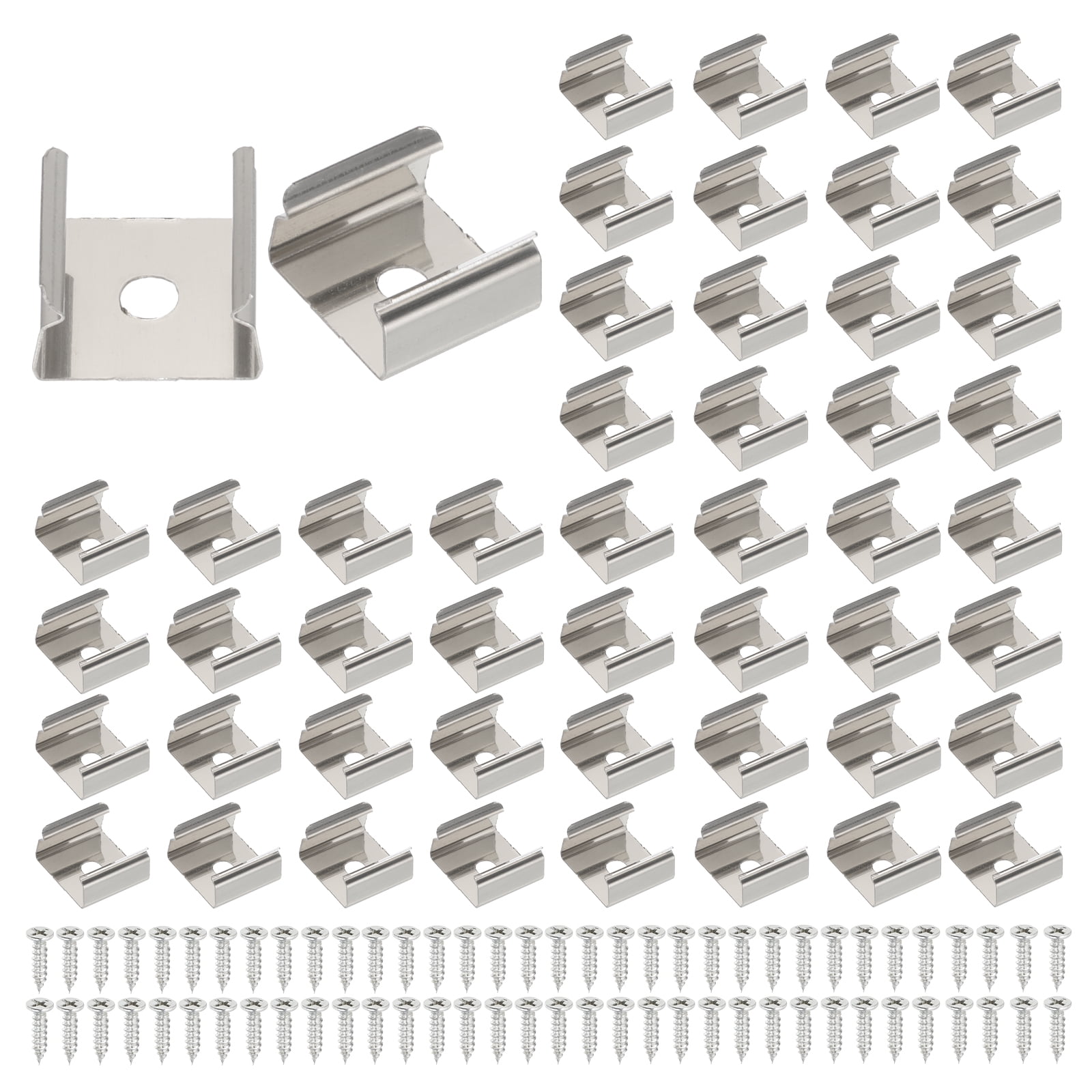Uxcell LED Strip Clips, 70pcs Stainless Steel Mounting Brackets for ...