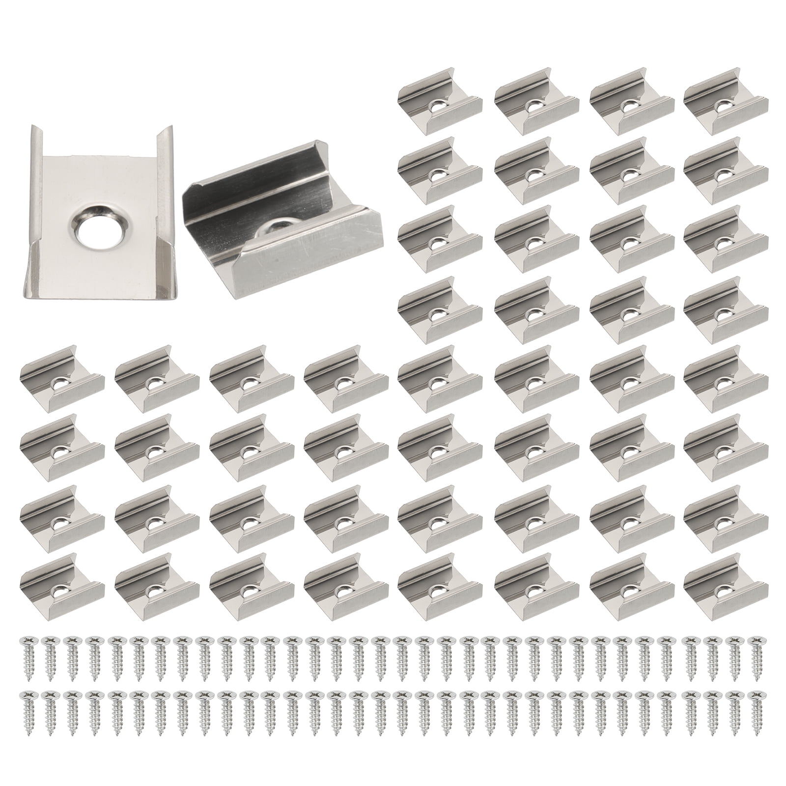 Uxcell LED Strip Clips, 70pcs Stainless Steel Mounting Brackets for ...